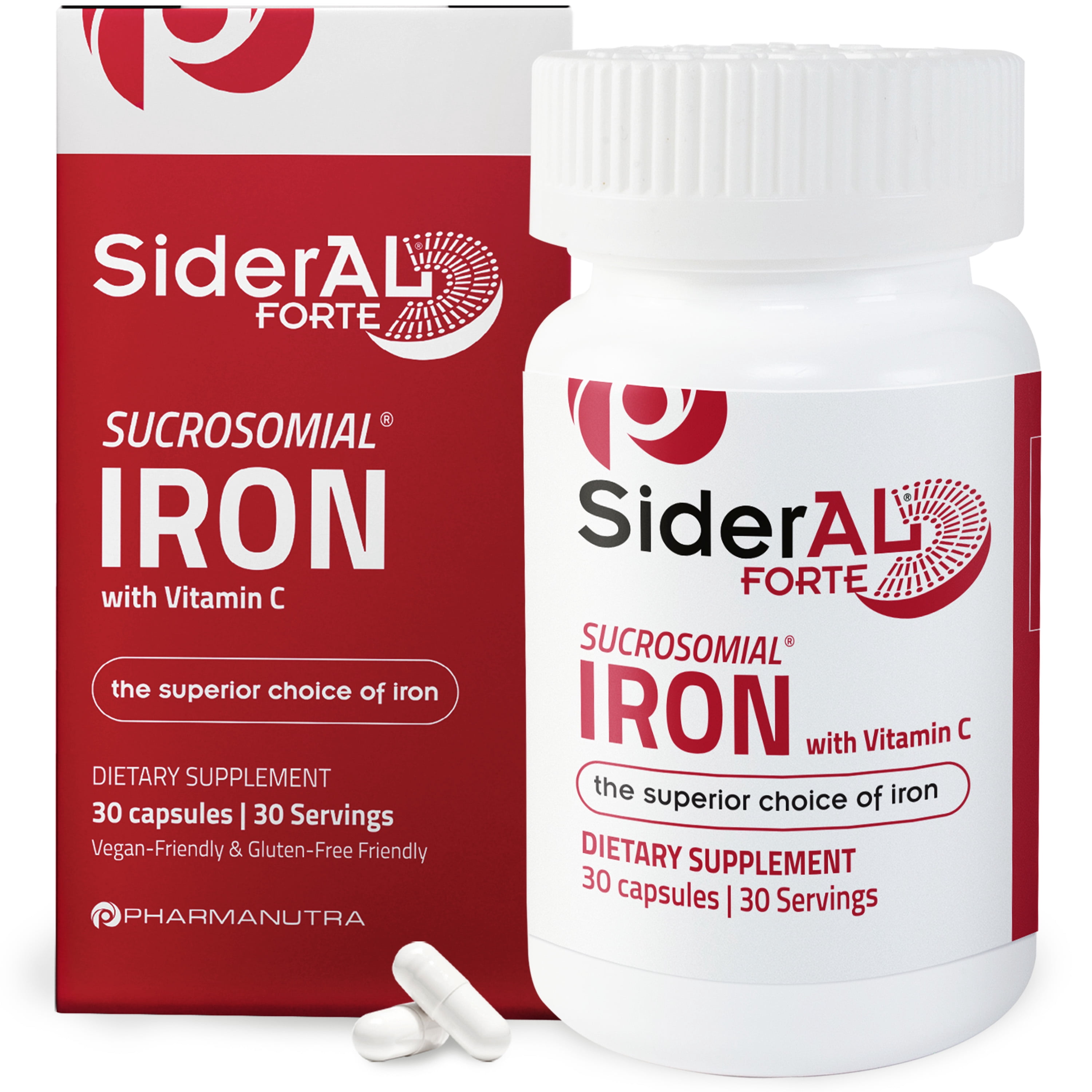 PharmaNutra SiderAL® Forte Iron Supplement with Vitamin C, 30 Capsules ...