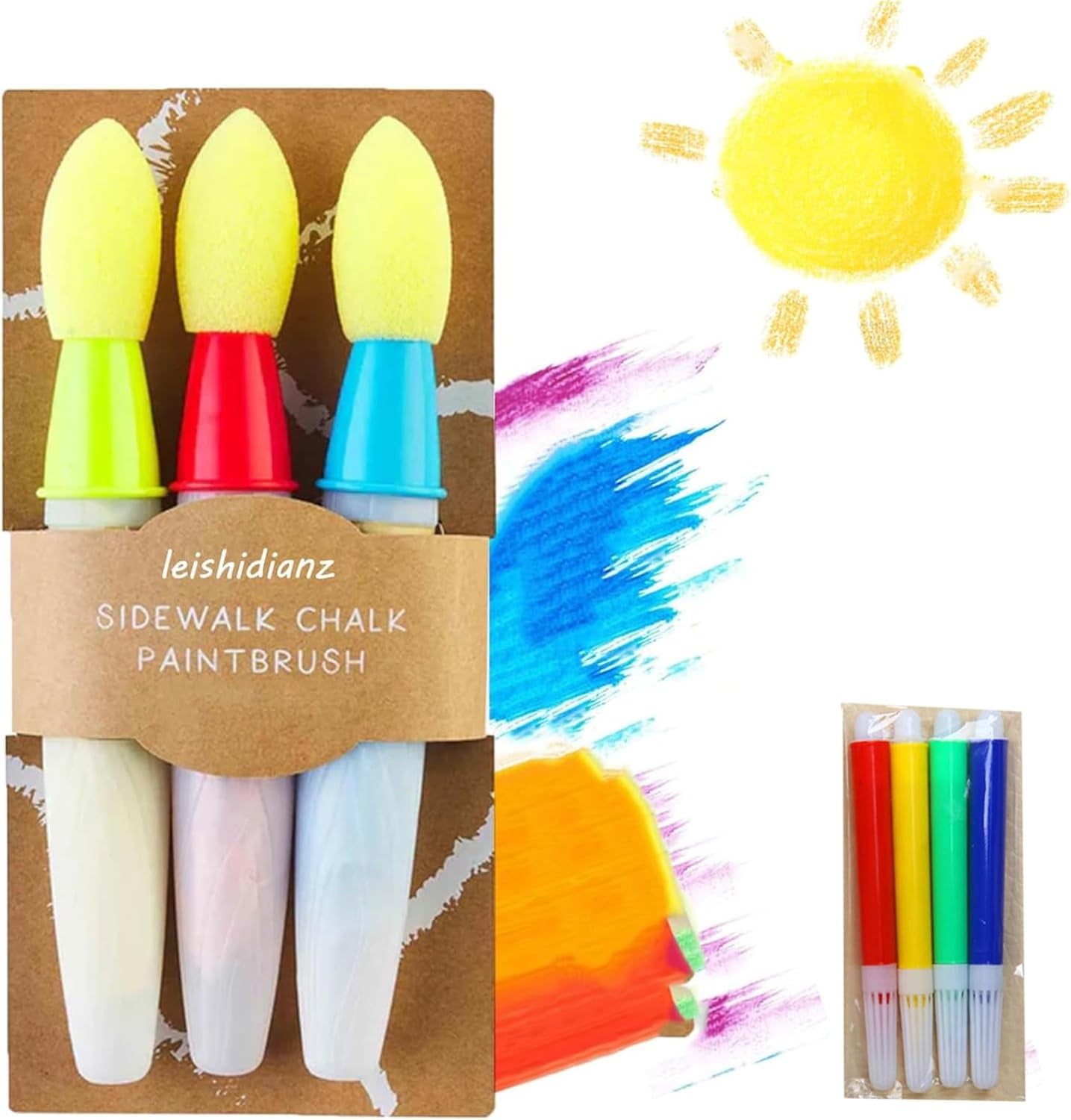 Sidewalk Chalk Paint Brush, 2 - Pack Sidewalk Chalk Paint Set with ...