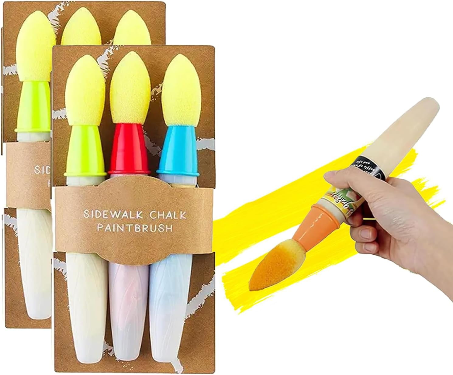 Sidewalk Chalk Paint Brush, Red/Pink Paint Brush Chalk Set,DIY Washable ...