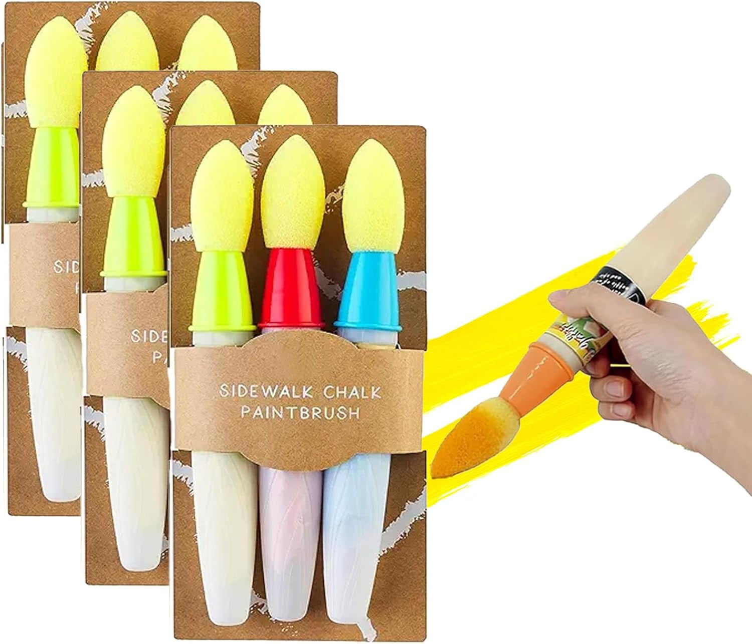 Sidewalk Chalk Paint Brush, Red/Pink Paint Brush Chalk Set,DIY Washable ...