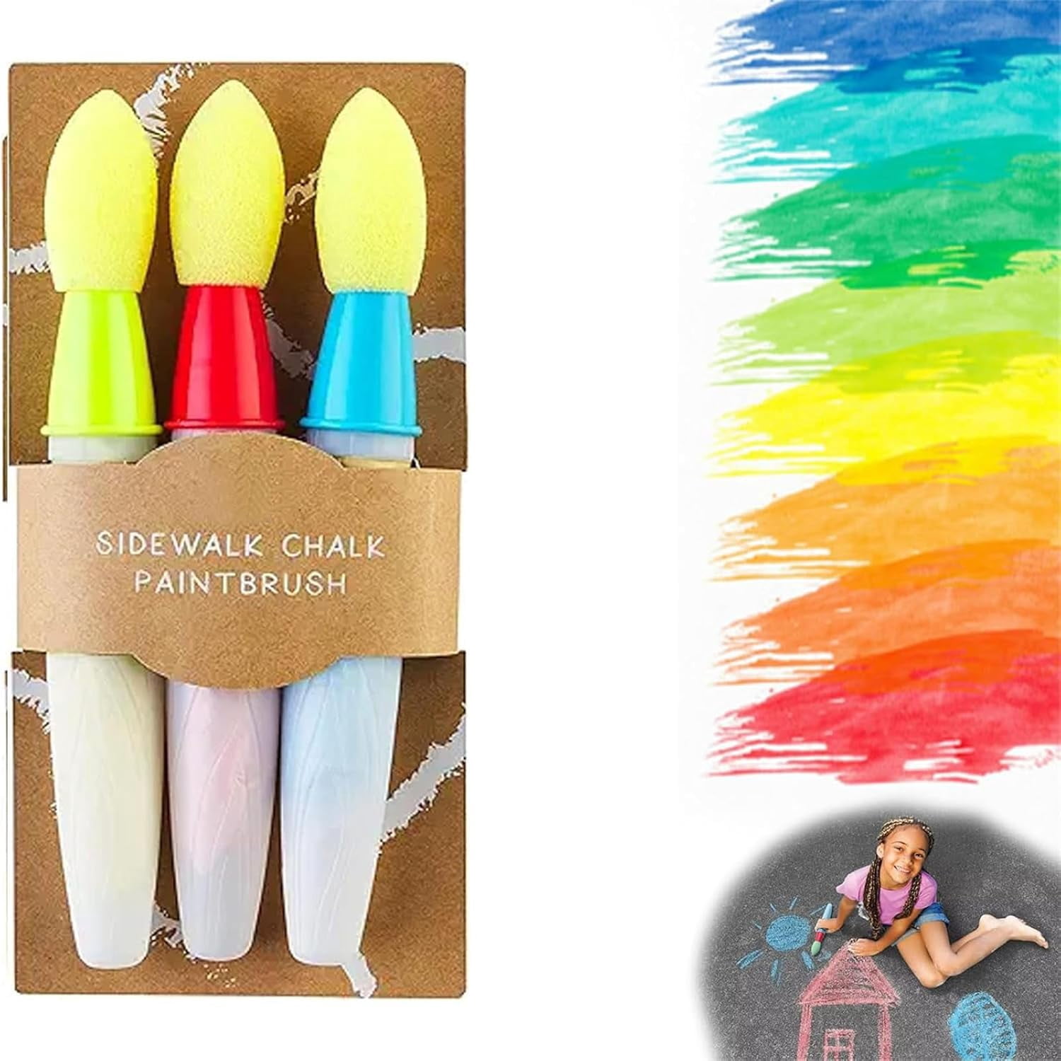 Sidewalk Chalk Paint Brush,Sidewalk Chalk Paint Brush with Liquid,3 ...