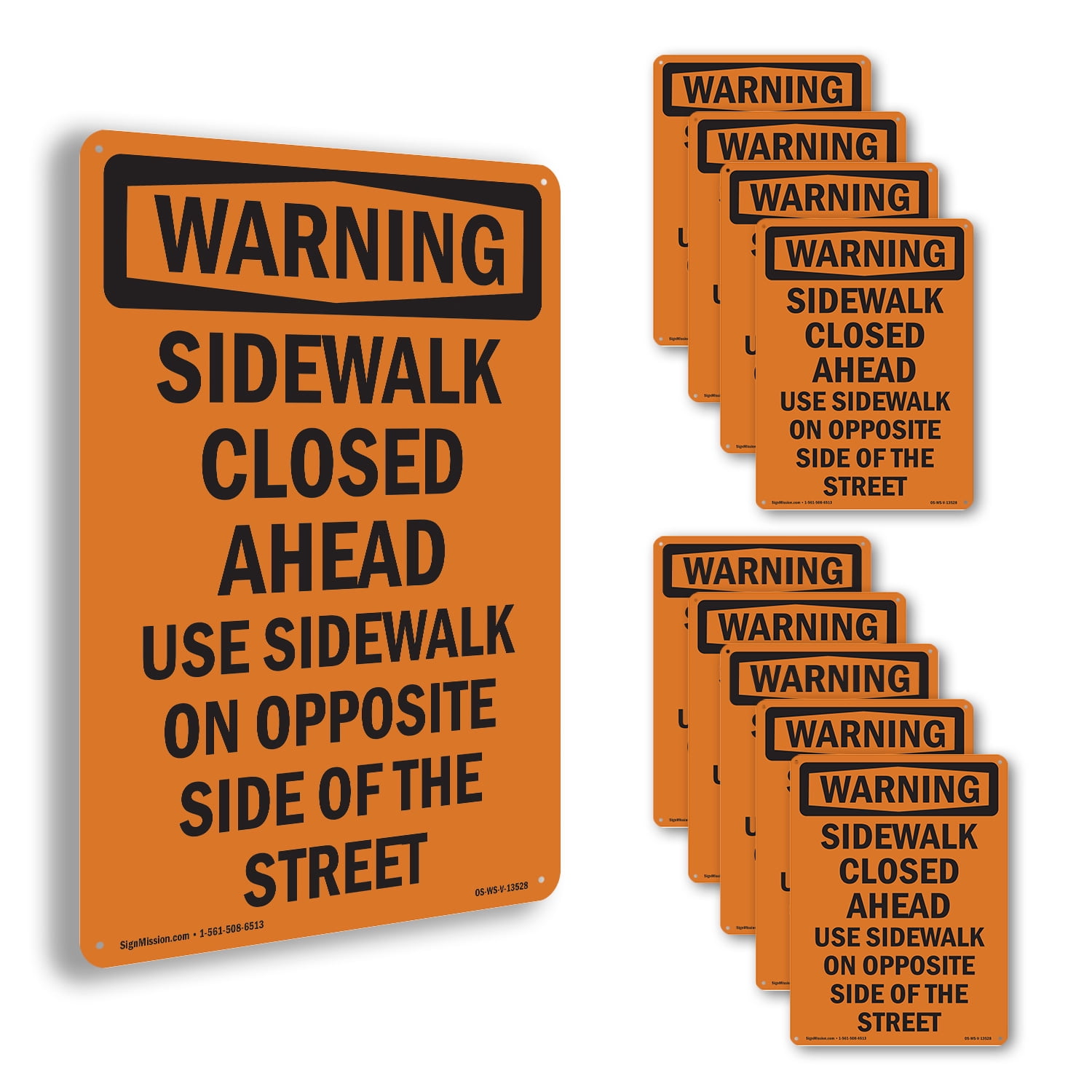Sidewalk Closed Ahead Use Sidewalk OSHA WARNING Rigid Plastic Sign 24 ...