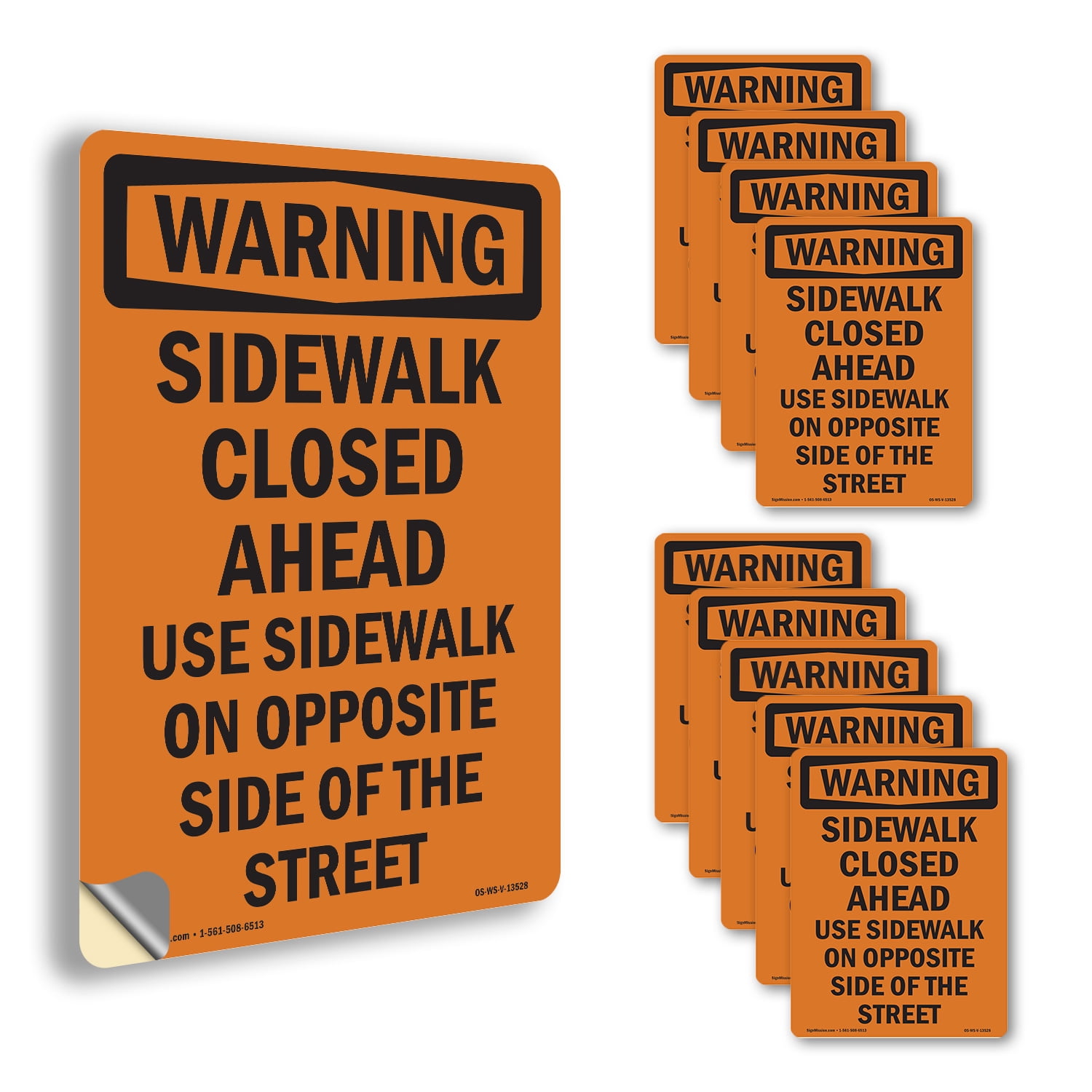 Sidewalk Closed Ahead Use Sidewalk OSHA WARNING Vinyl Decal Label 10 ...