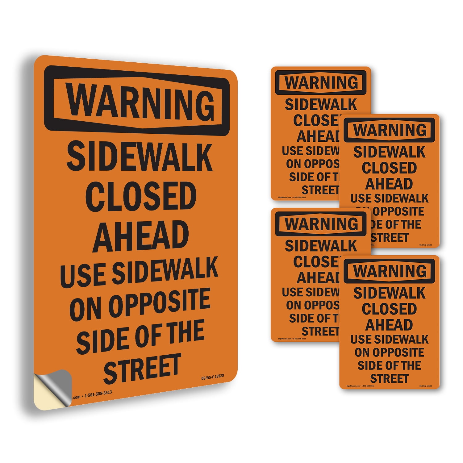 Sidewalk Closed Ahead Use Sidewalk OSHA WARNING Vinyl Decal Label 5 ...