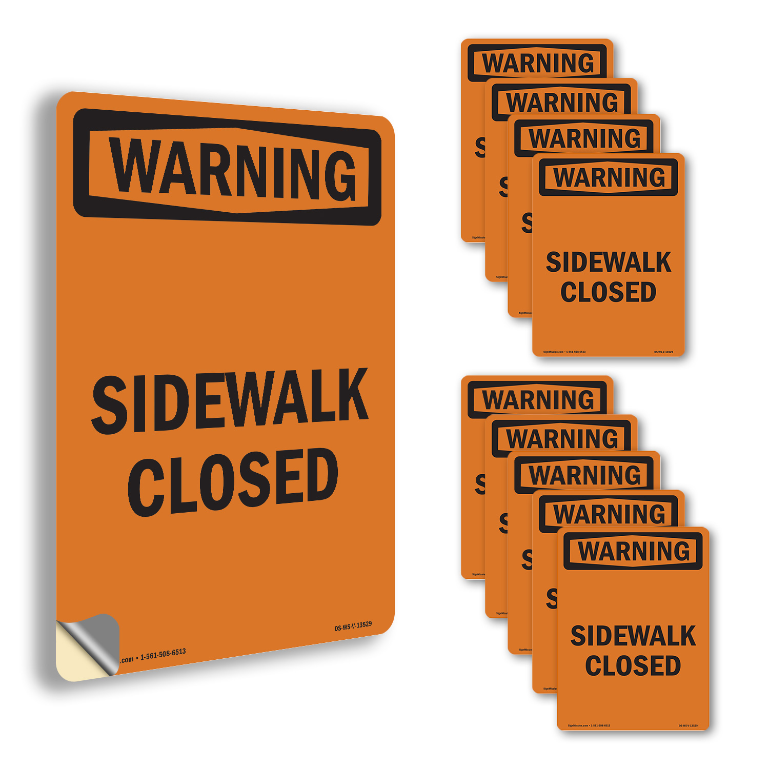 Sidewalk Closed OSHA WARNING Vinyl Decal Label 14 Inch x 10 Inch - 10 ...