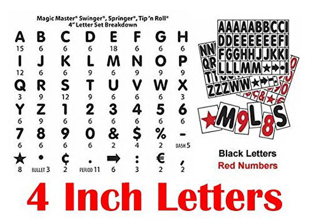 Sidewalk Sign Replacement Letter Set for White Signs, 4 Inch Letters ...