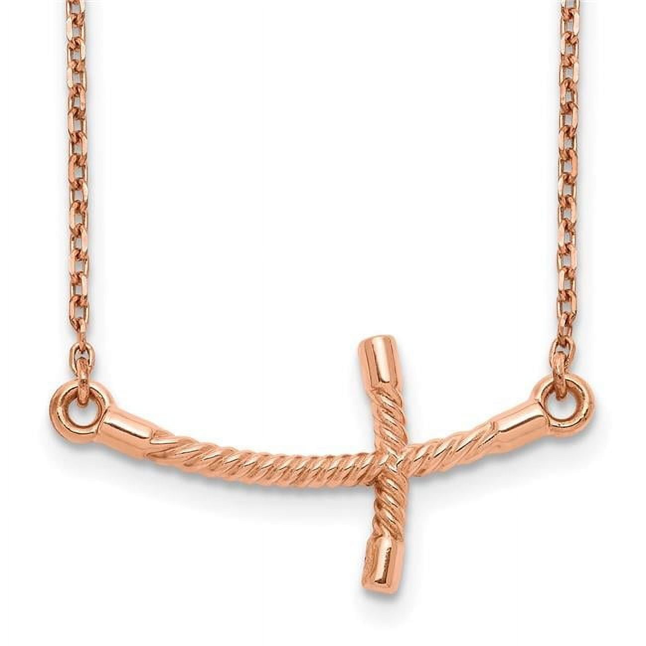 Sideways Crosses 14k Rose Gold Large Sideways Curved Twist Cross Necklace - Walmart.com