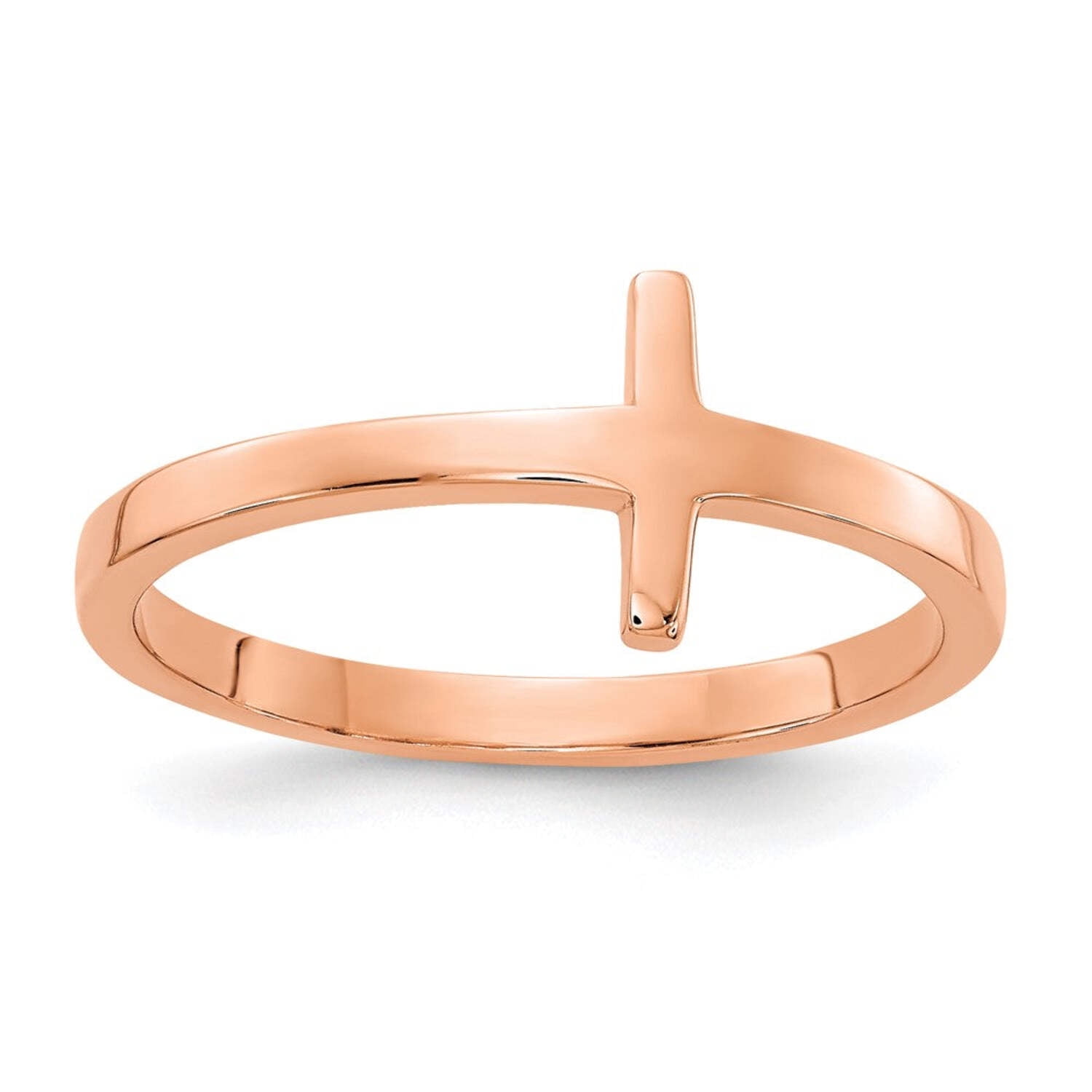 Sideways Crosses 14k Rose Gold Sideways Cross Ring - Walmart.com
