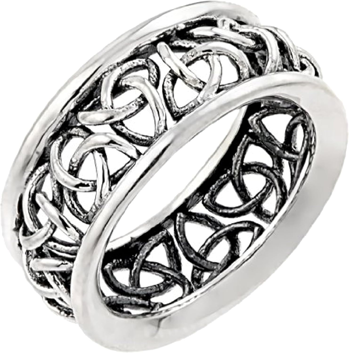 Sideways Crosses Rings Sterling Silver Trinity Knot Band Wedding Ring ...