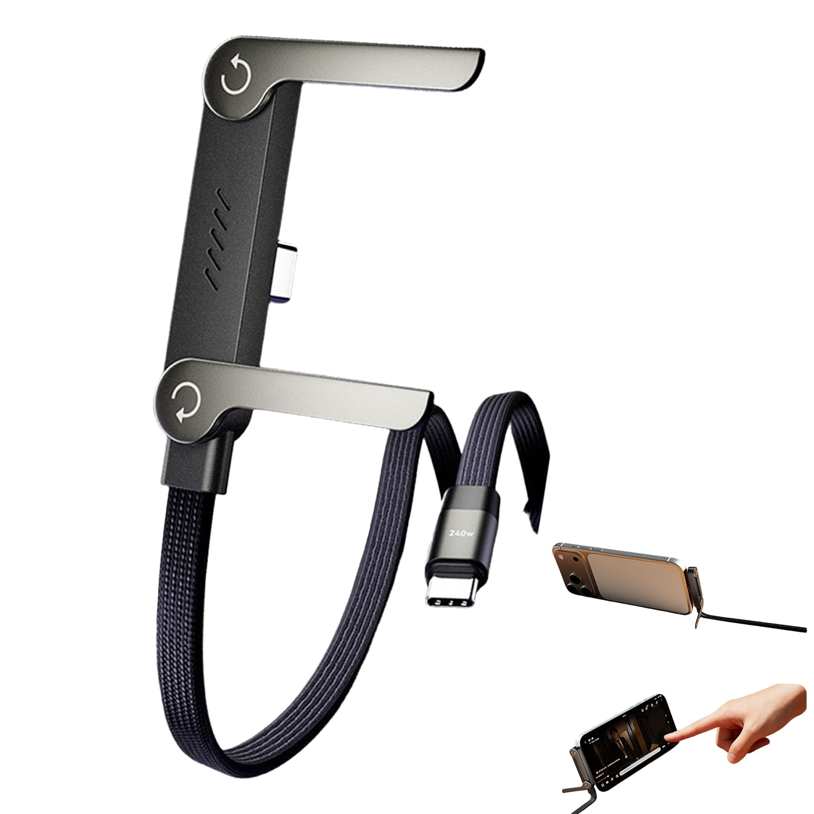 Sideways Phone Charger with Built-in Stand, 2-in-1 Invisible Holder ...