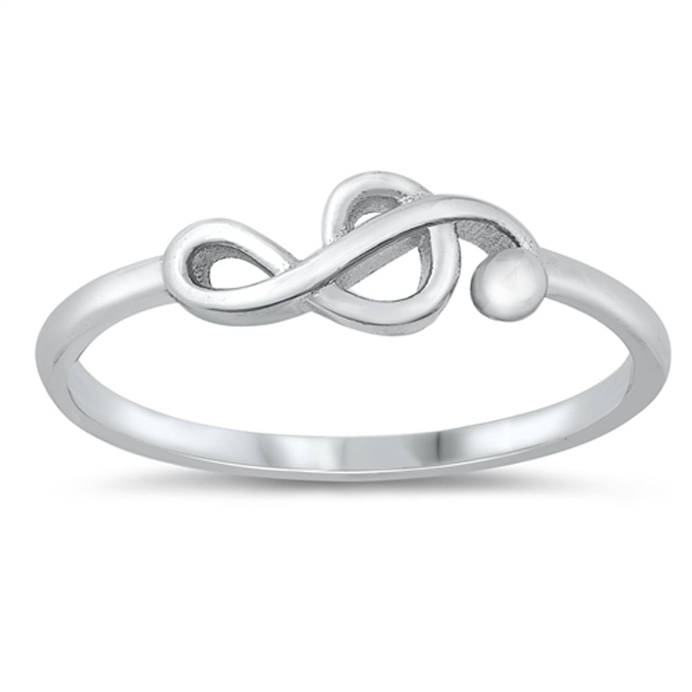 Sideways Treble Clef Music Note Ring .925 Sterling Silver Band Jewelry ...