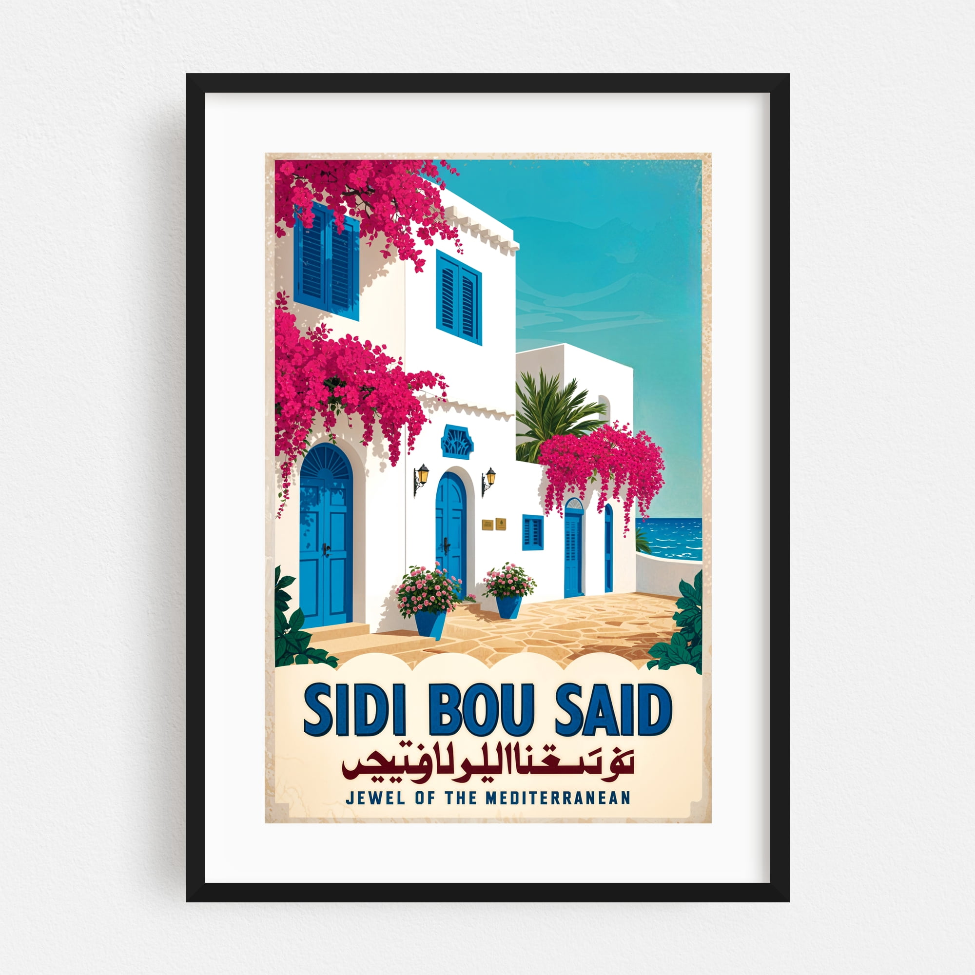 Sidi Bou Said Poster – Vintage North Africa Art Print - Sidi Bou Said ...