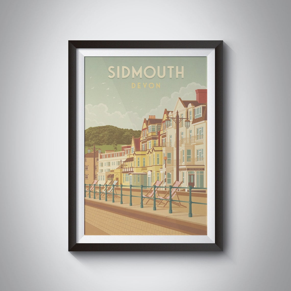 Sidmouth Devon Travel Poster, Jurassic Coast, English Seaside Wall Art ...