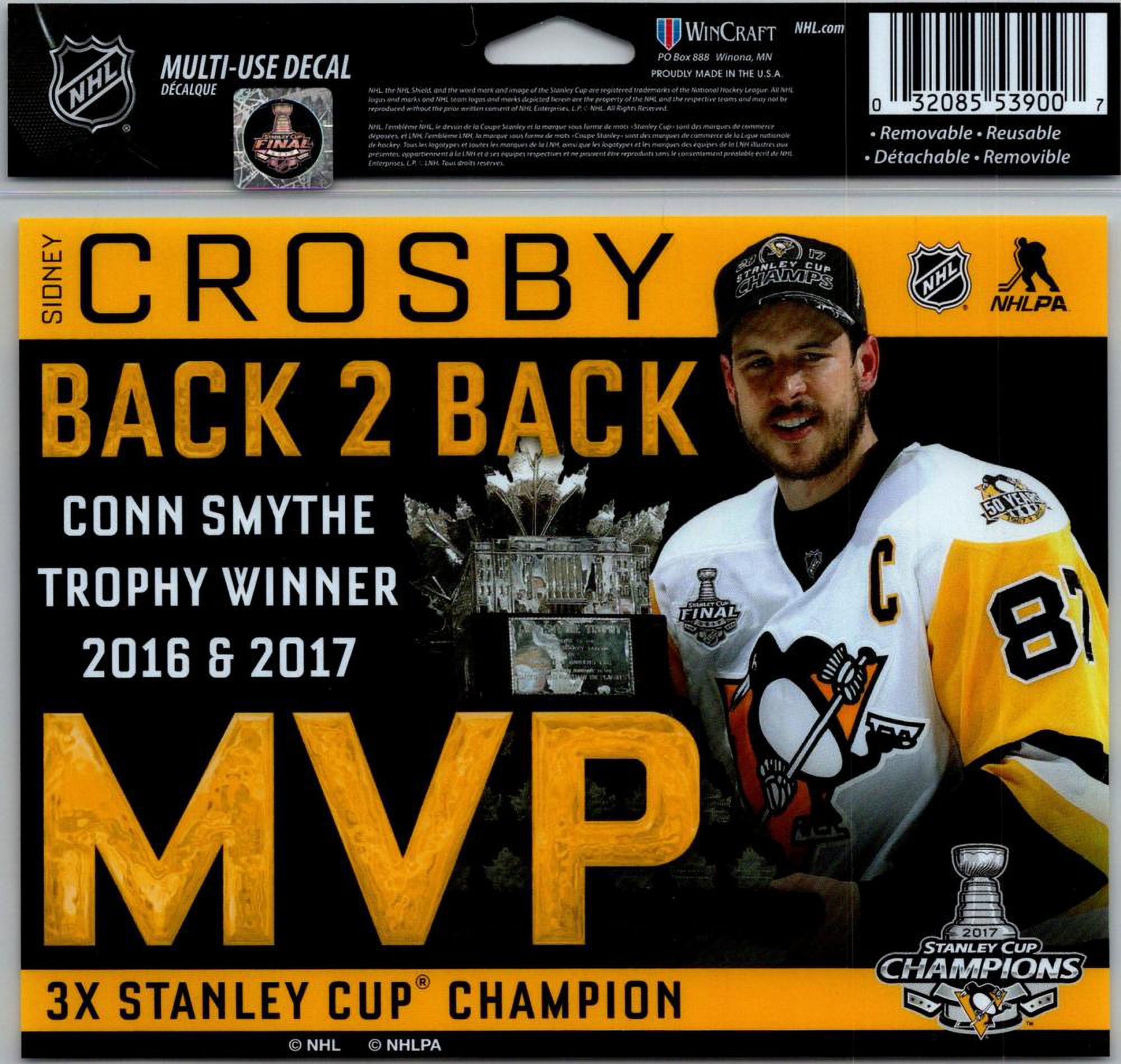 Sidney Crosby MVP Multi-Use Decal Sticker 5"x6" Clear Back - Walmart.com