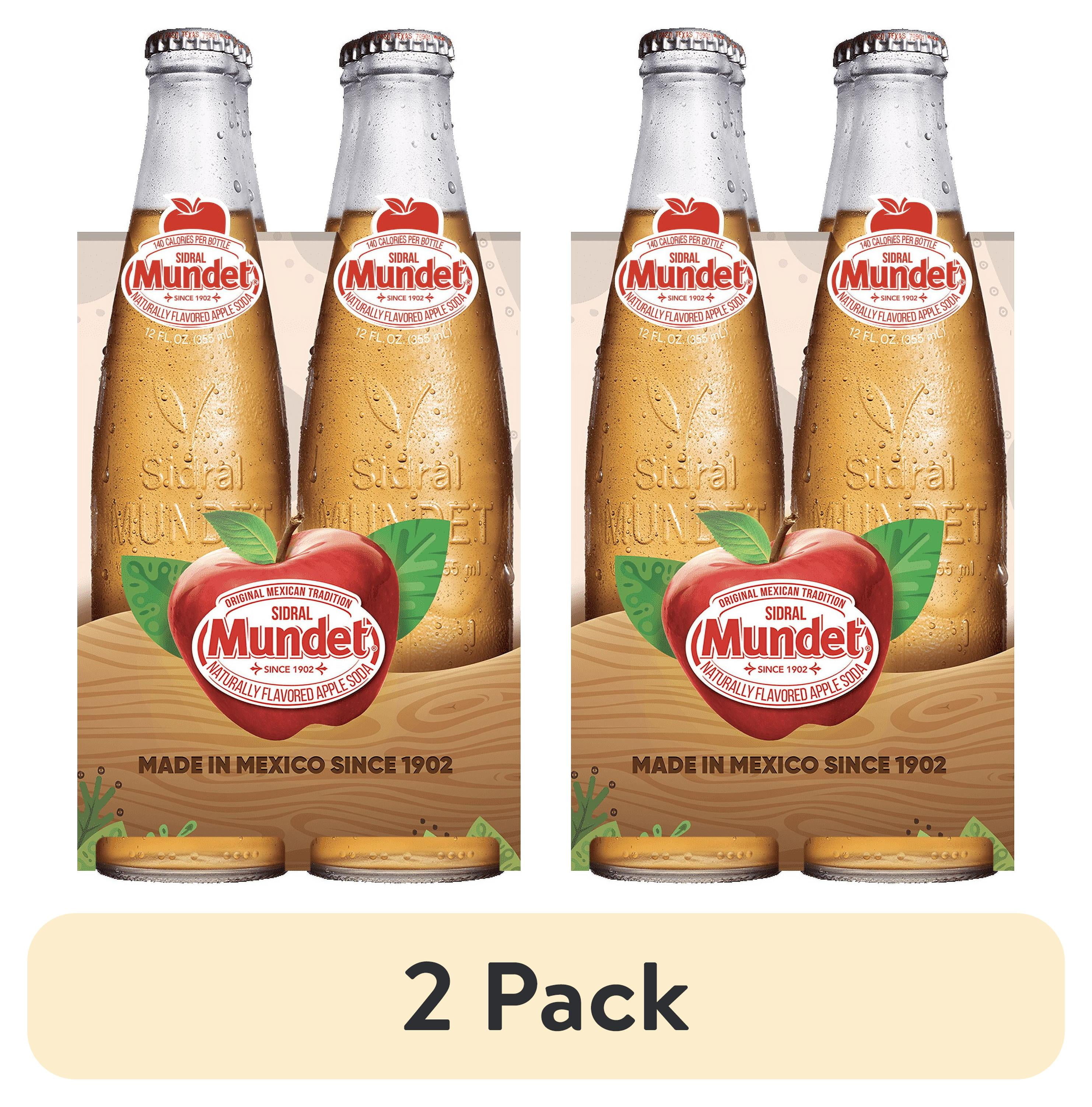 (2 pack) Sidral Mundet Apple Soda, 12 fl oz (355ml) Glass Bottle, 4 ...