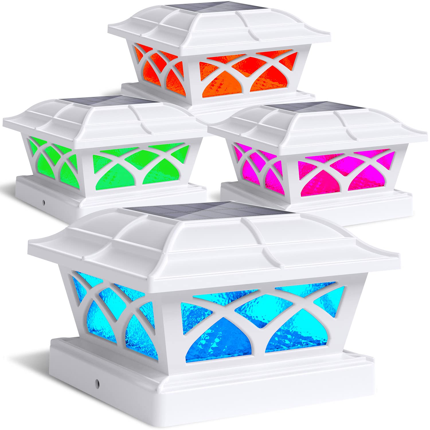 Siedinlar Solar Post Cap Lights Outdoor Glass 2 Color Modes LED for 4x4 ...