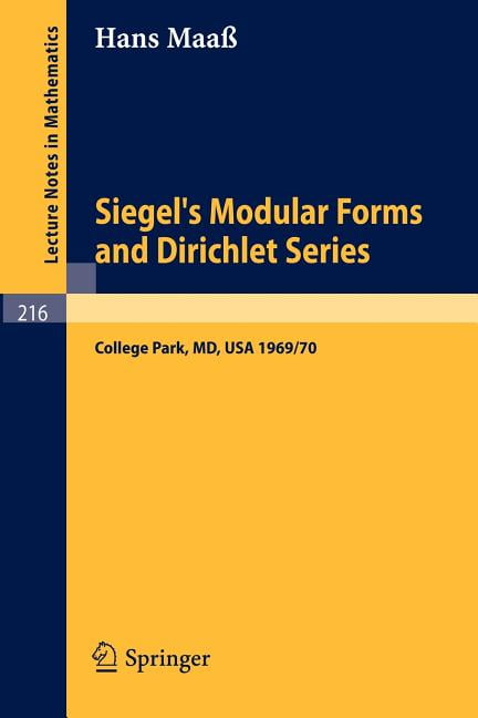 Siegel's Modular Forms And Dirichlet Series - Walmart.com