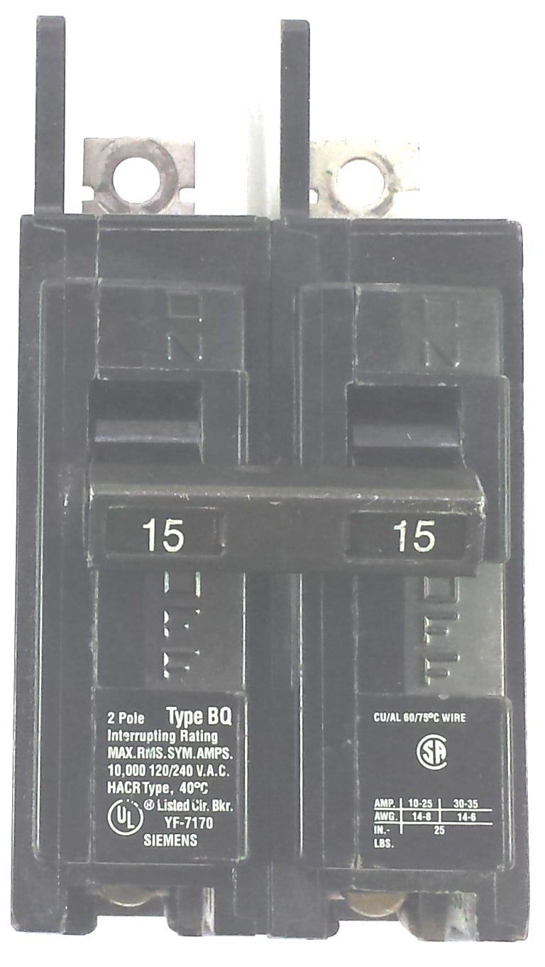 Siemens 15 Amp, 2-Pole Type BQ 10 kA Lug-In/Lug-Out Circuit Breaker ...