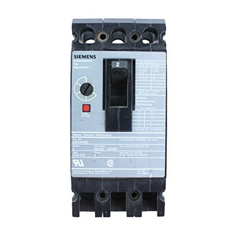 Siemens ED63A002 Type ED6-ETI 3 Pole 2A Motor Circuit Interrupter ...