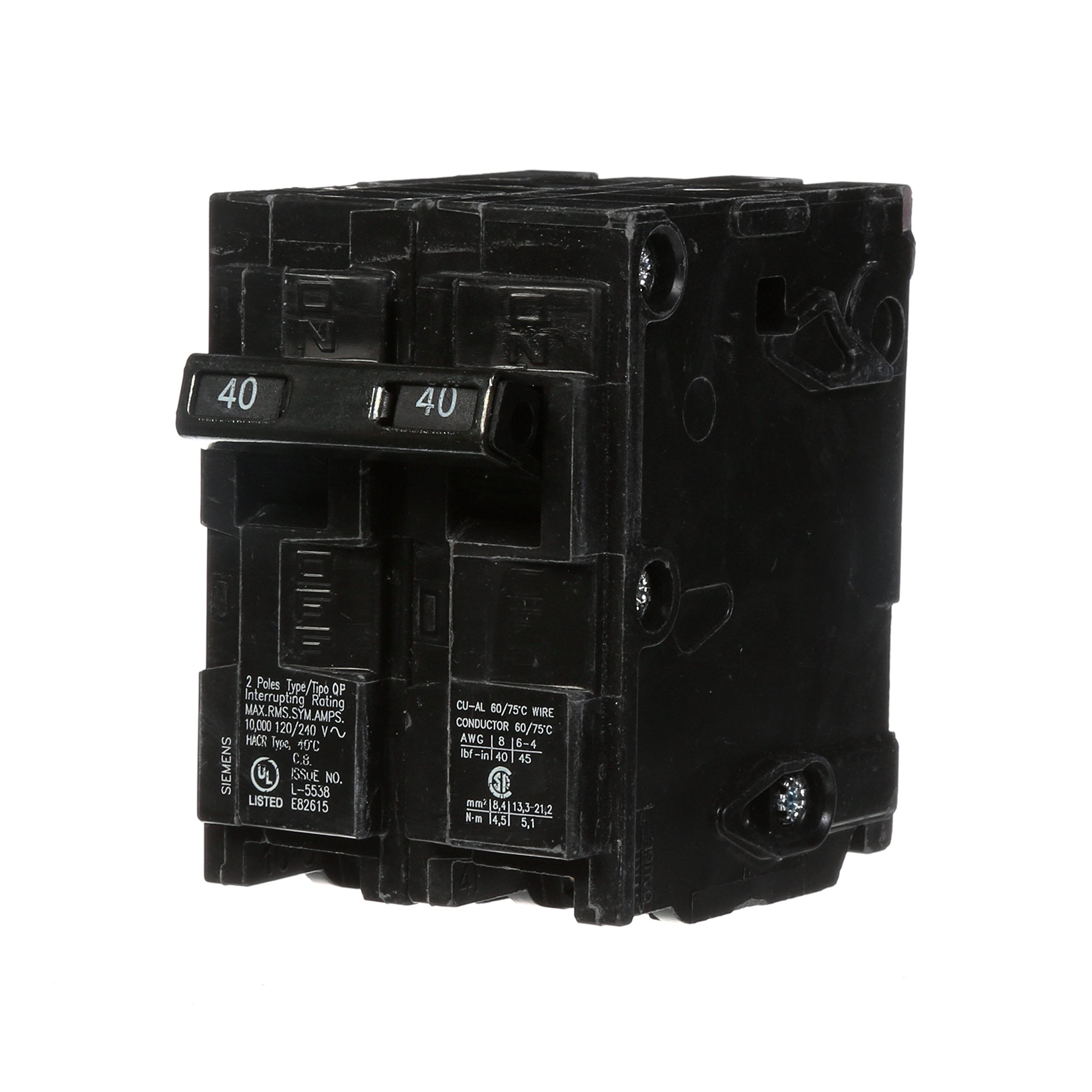Siemens Q240 40-Amp Double Pole Type QP Circuit Breaker, Black CA2 ...