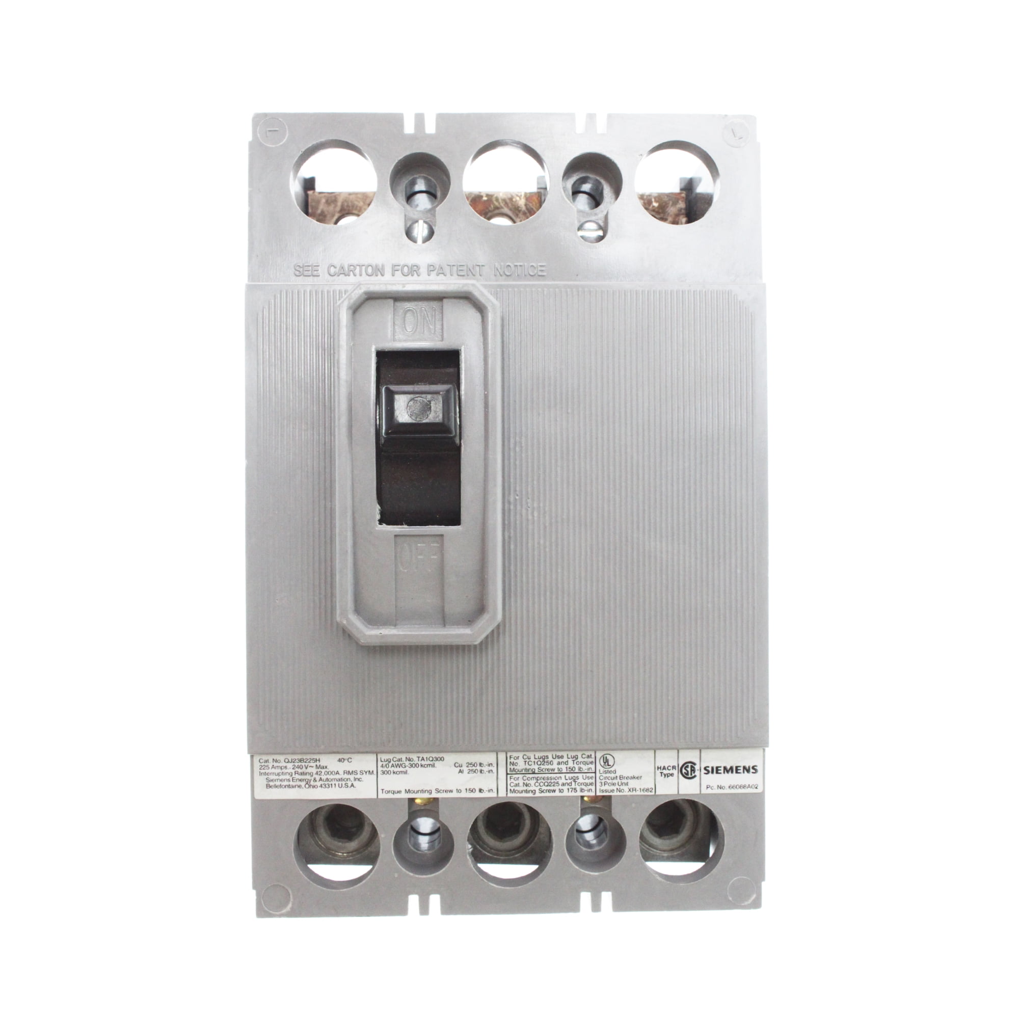 Siemens QJ23B225 225-Amp Three Pole 240-Volt 10KIAC Breaker - Walmart.com