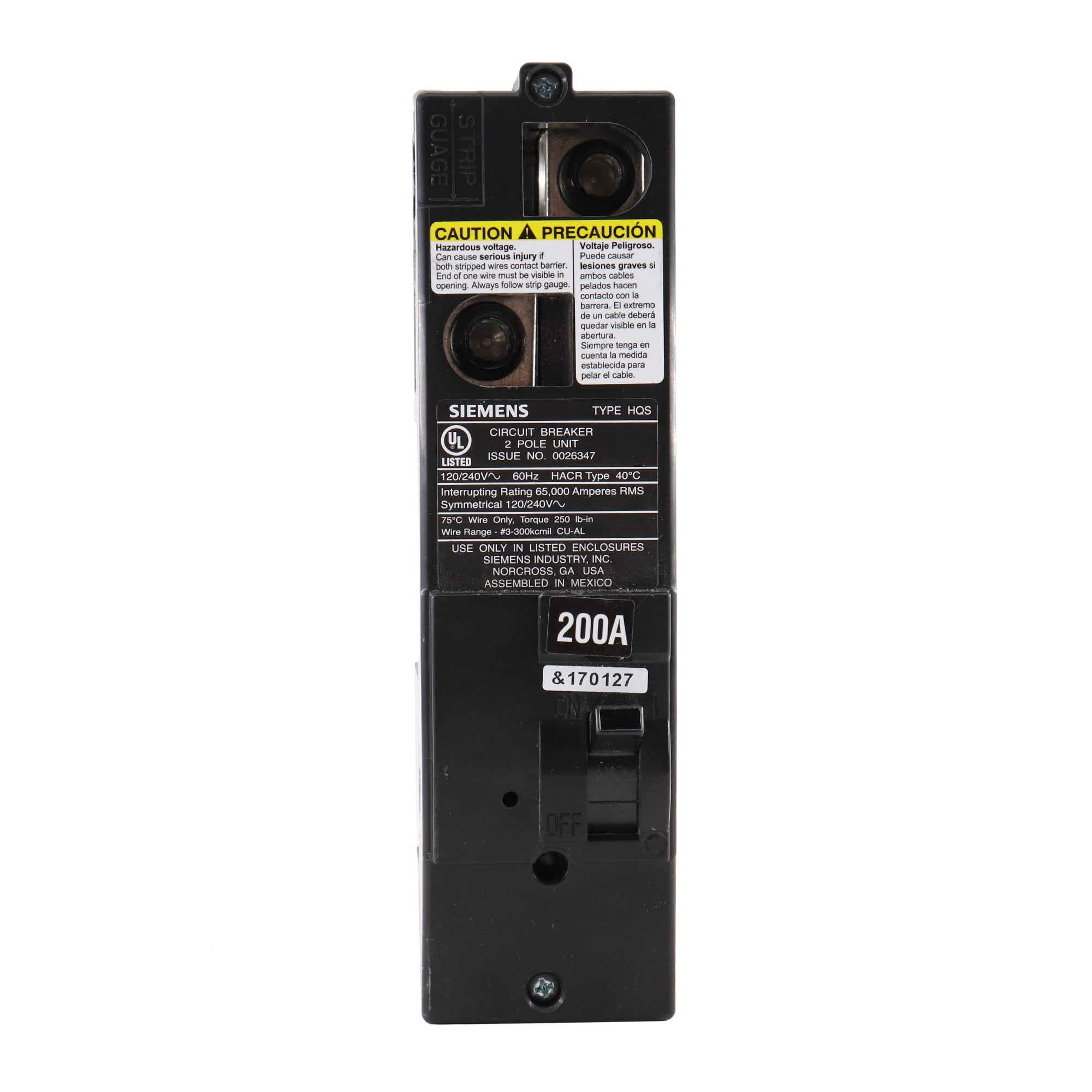 Siemens QS2200HH QS Type 200-Amp Multi-Family Main Breaker, 65 KAIC ...