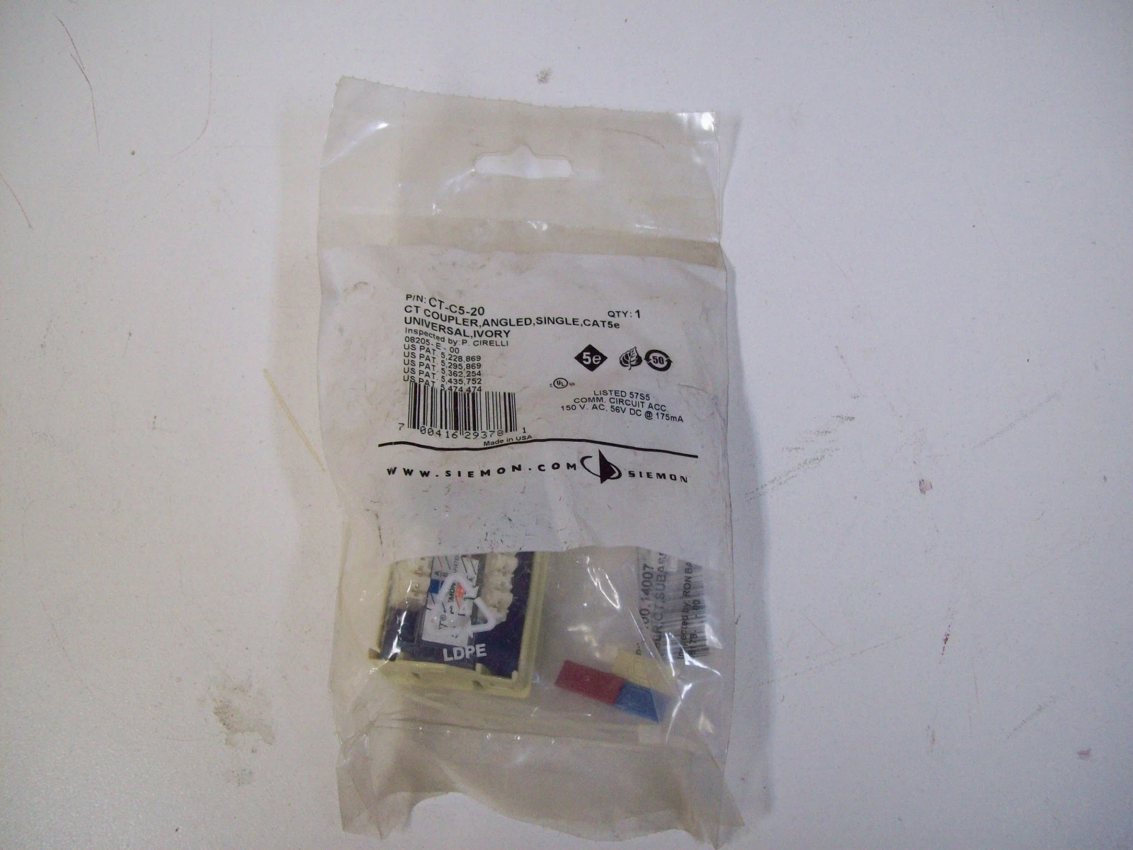 Siemon Ct-C5-20 Single Angled Ct Coupler Cat5E Universal - New - Free ...