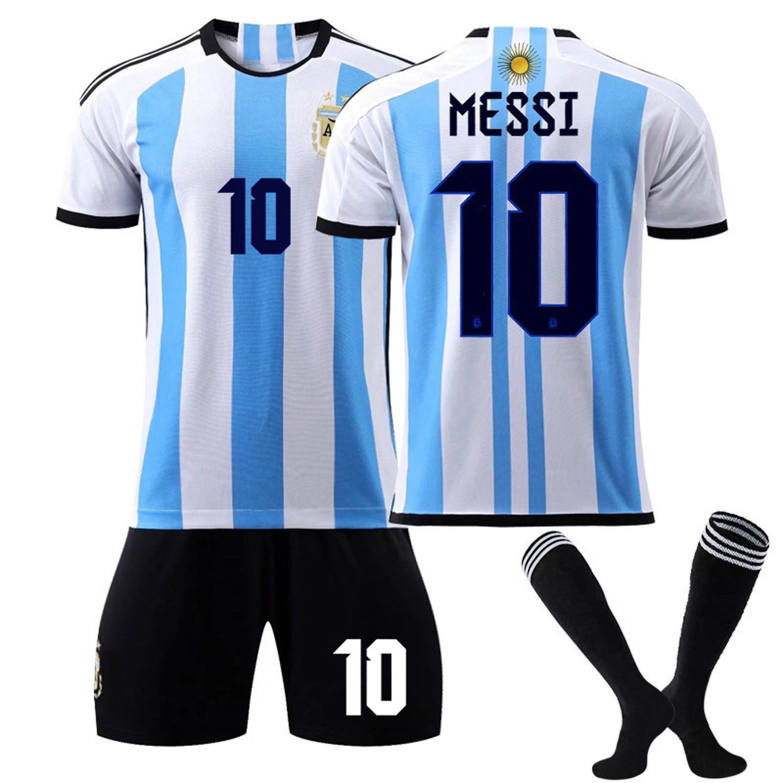 Sien 22/23 Argentina Team Soccer Jersey, #10 Professional Soccer Player Blue and White Stripes ...