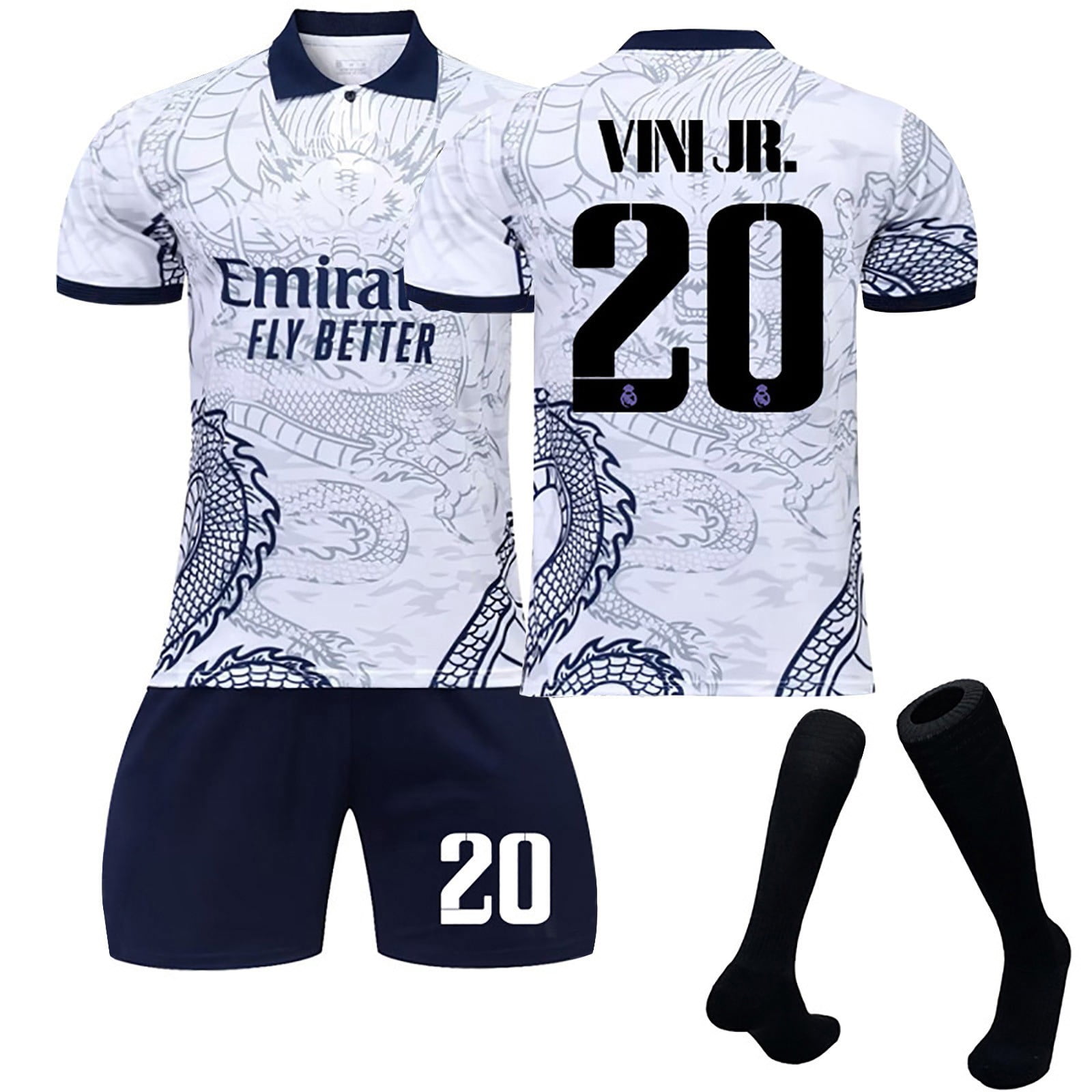 Sien 2223 European FC Dragon Pattern Soccer Jersey, #20 VINI JR. European Soccer Jersey 3 Piece ...