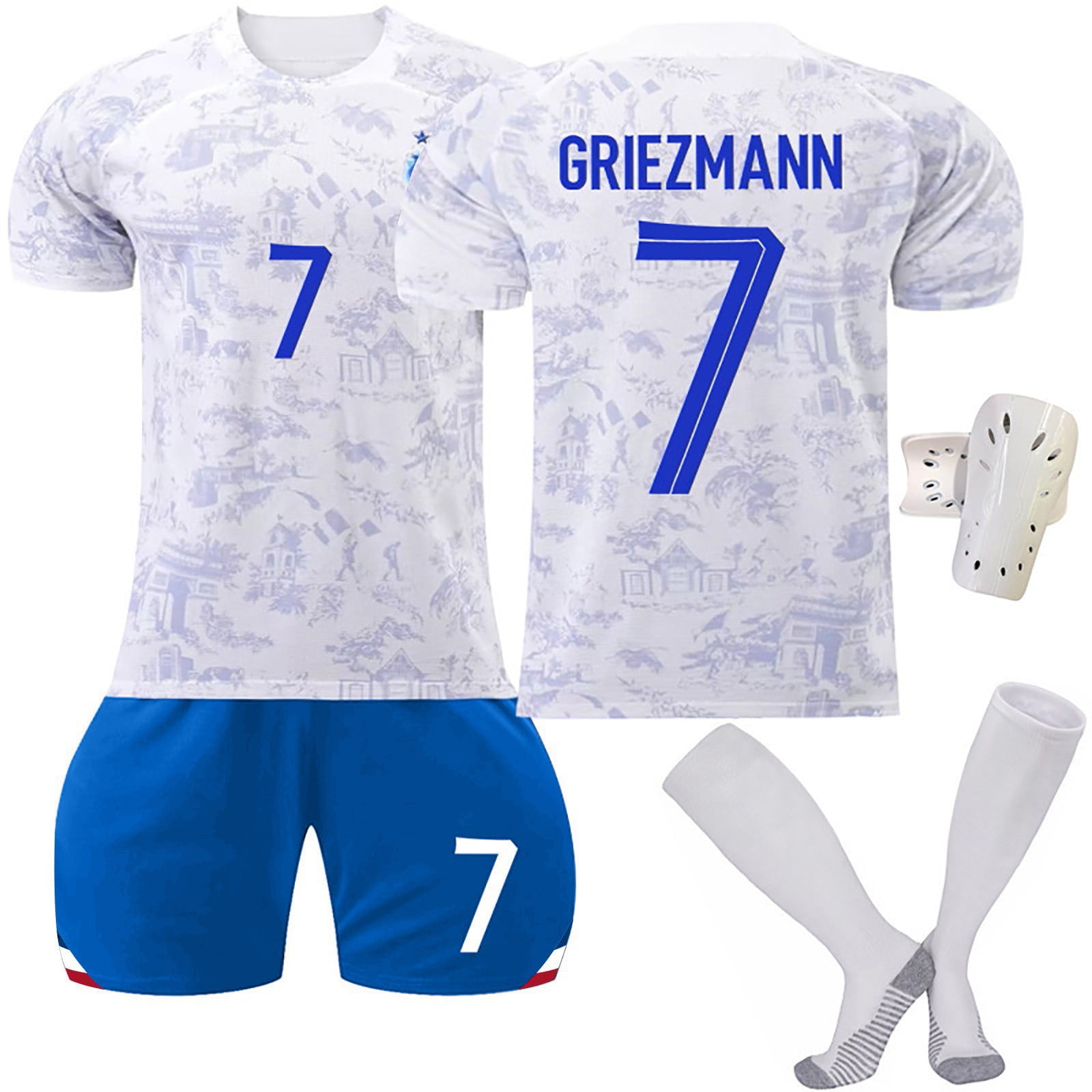 Sien 2223 French National Team Away Game White with Various Pattern Soccer Jersey, #7 GRIEZMANN ...
