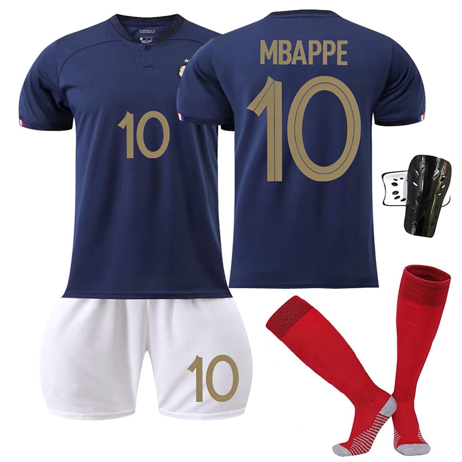 Sien 2223 French National Team Home Game Deep Blue Soccer Jersey, #10 MBAPPE Short Sleeve Soccer ...