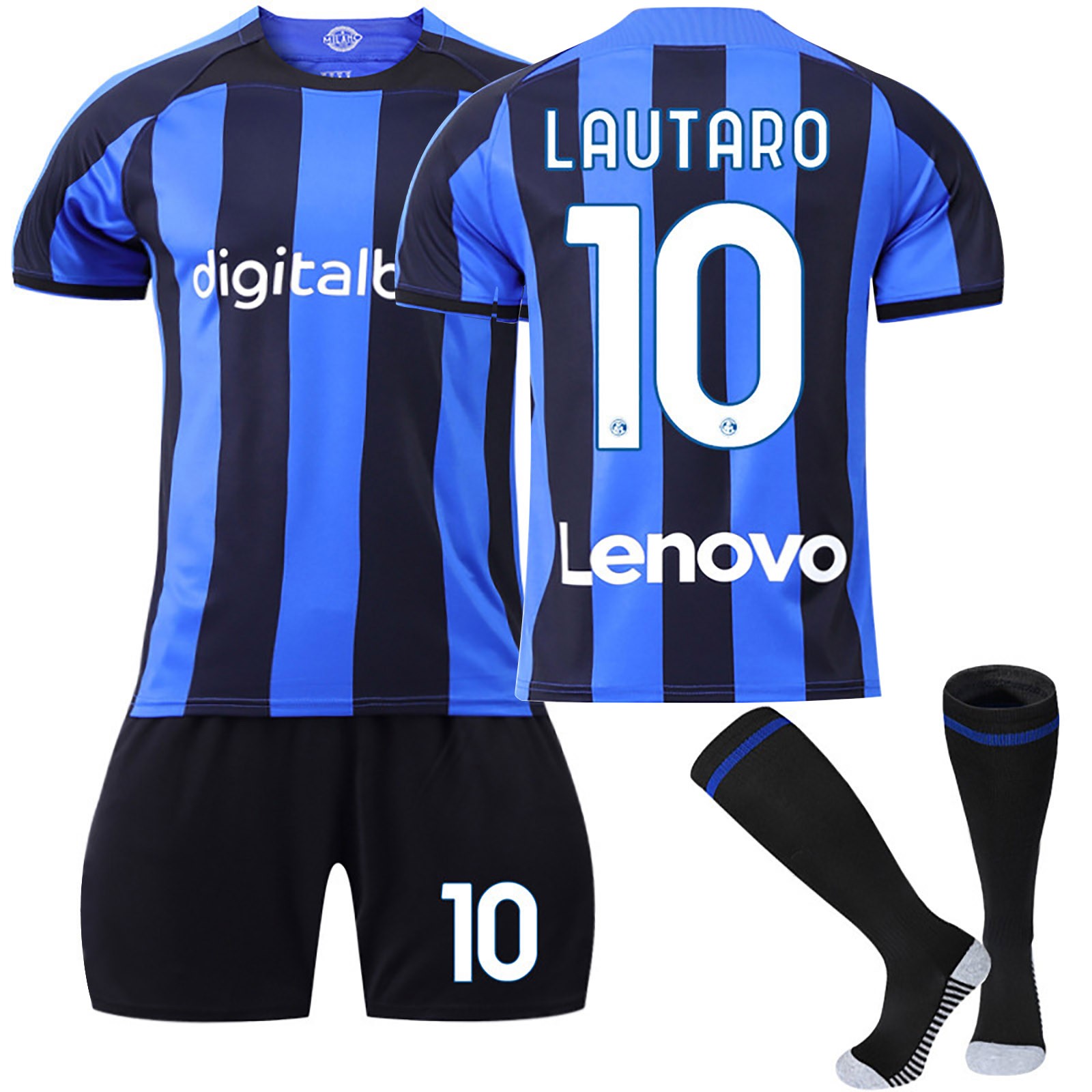 Sien 2223 Italian Soccer Game Home Game Soccer Jersey, #10 LAUTARO Short Sleeve Deep Blue Stripe ...