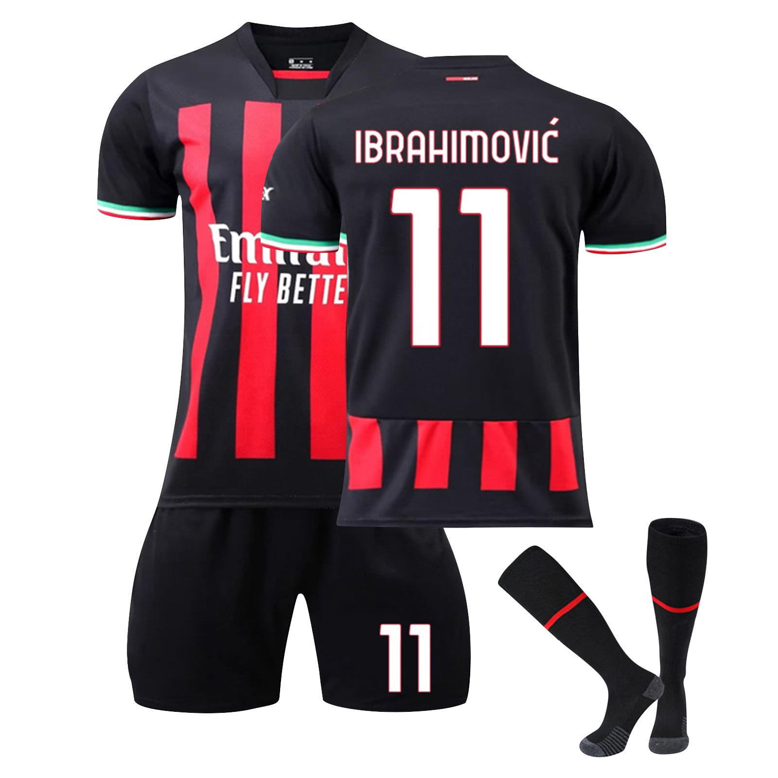 Sien 2223 Italian Soccer Game Home Game Soccer Jersey, #11 IBRAHIMOVIC Short Sleeve Black ...