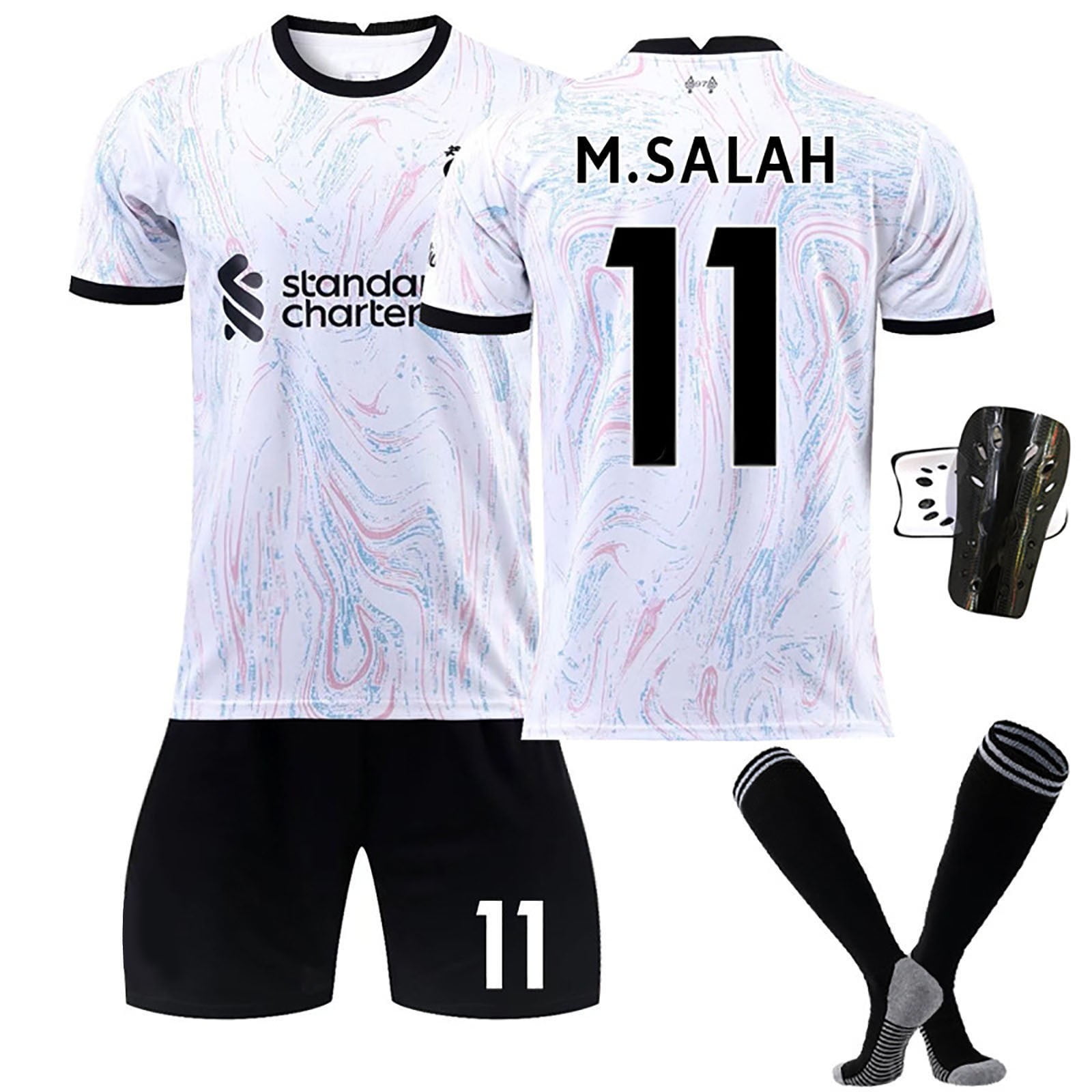 Sien 2223 Liverpool Soccer League Away Game Soccer Jersey, White #11 M.SALAH Short Sleeve Crew ...