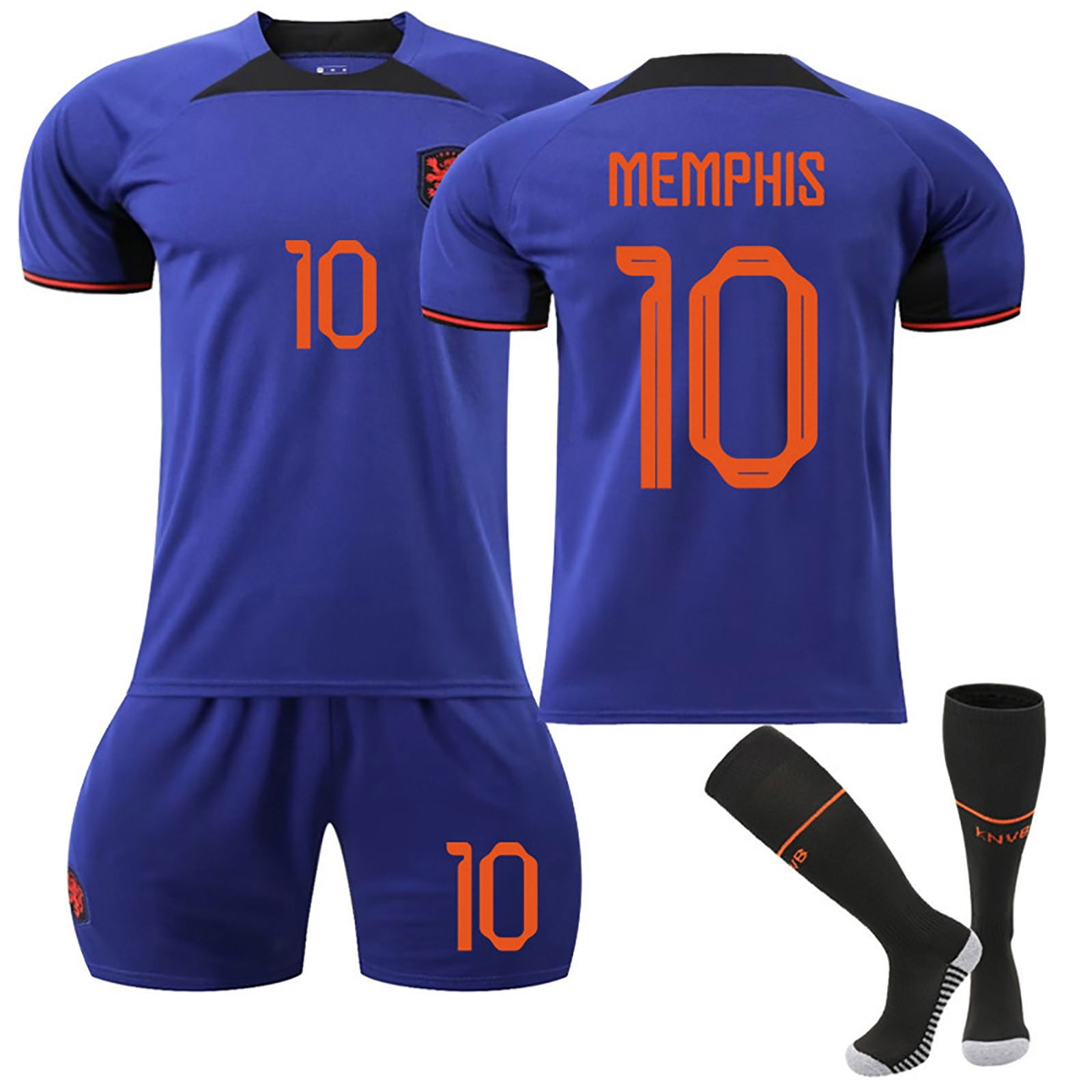 Sien 2223 Netherlands National Team Away Game Dark Blue Soccer Jersey, #10 MEMPHIS Short Sleeve ...