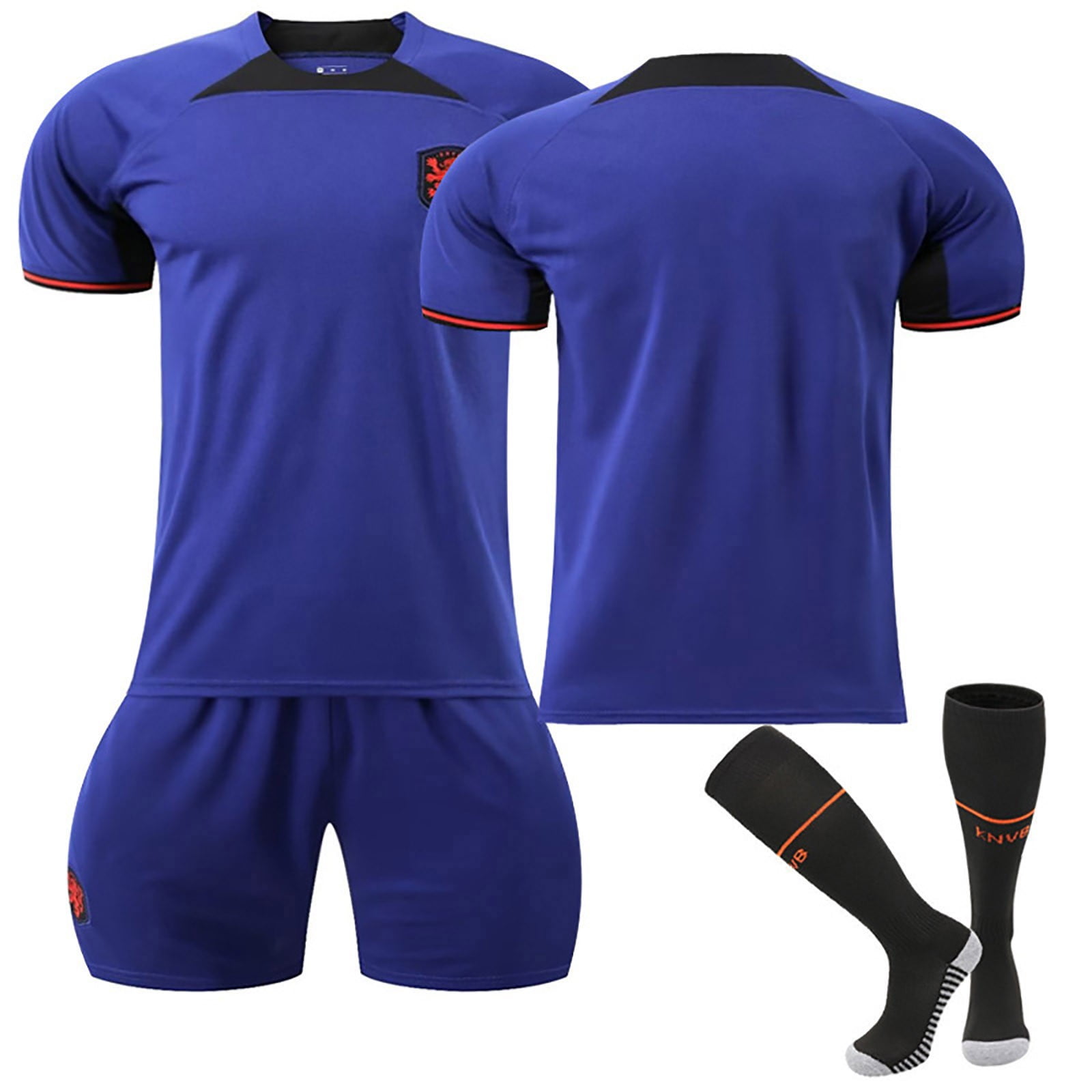 Sien 2223 Netherlands National Team Away Game Dark Blue Soccer Jersey, #None Short Sleeve Summer ...