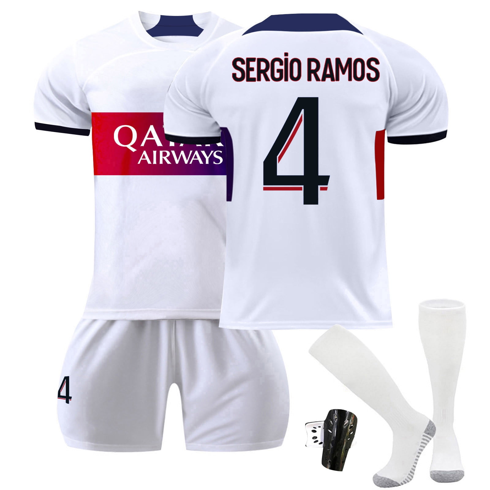 Sien 2324 Away Game Soccer Jersey, #4 SERGIO RAMOS Soccer Jersey, Adult Short Sleeve Soccer ...