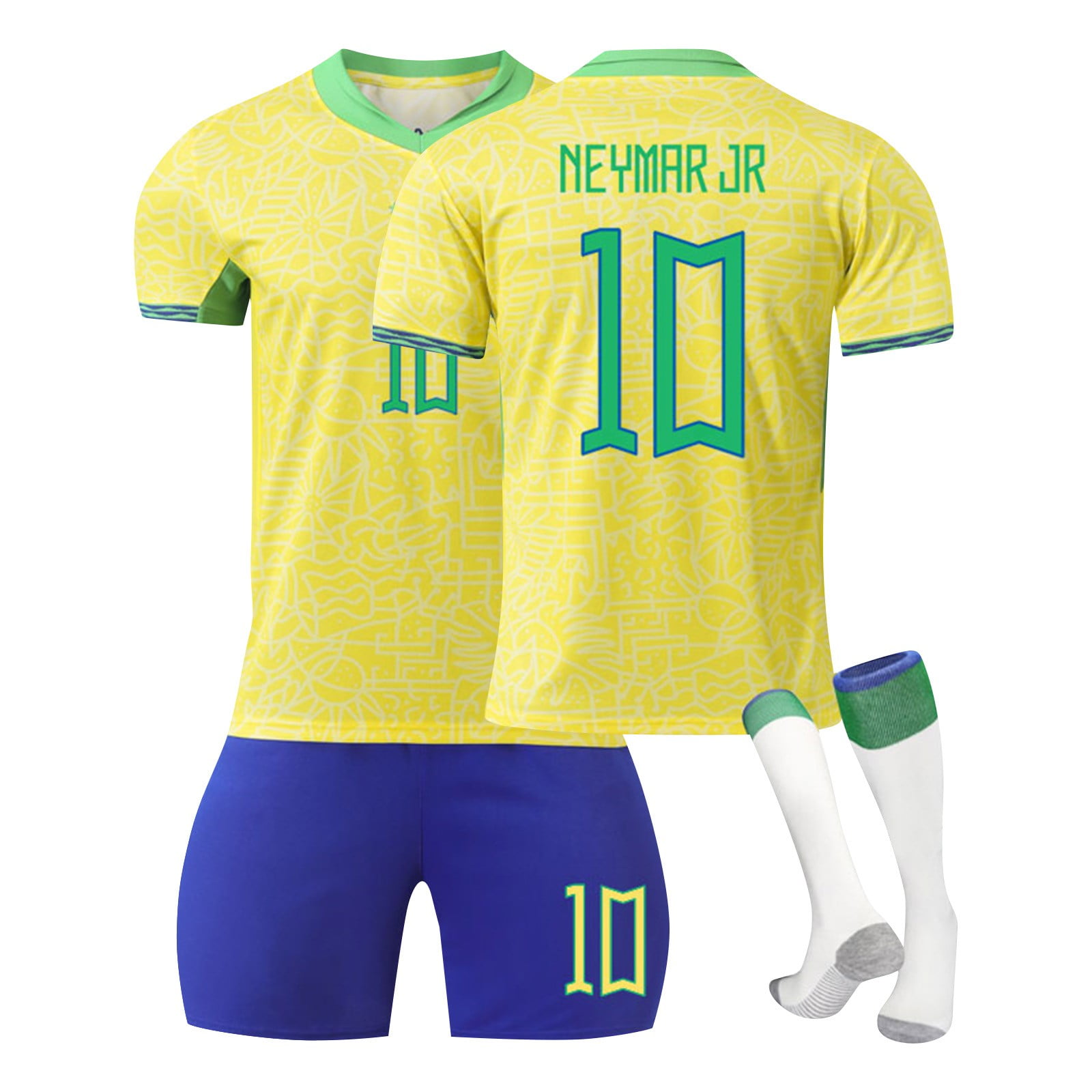 Sien 2324 Brazil Home Game Short Sleeve Soccer Uniform, #10 NEYMAR Brazil Fashion Soccer Jersey ...