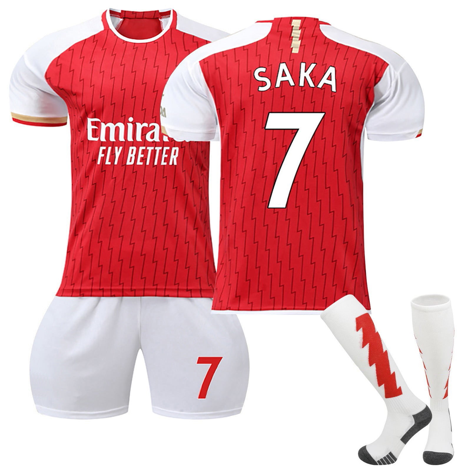 Sien 2324 English FC Home Game Soccer Jersey, Printed #7 SAKA English Soccer Jersey 3 Piece Set ...