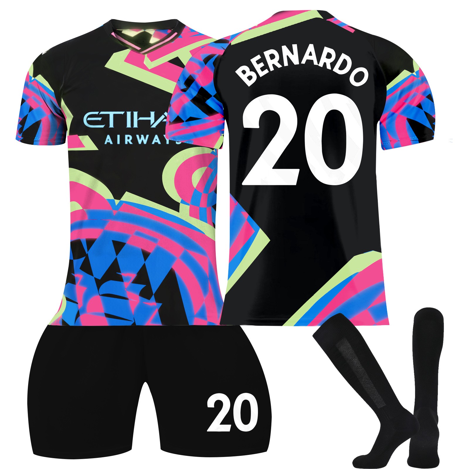 Sien 2324 European FC Away Game Soccer Jersey, European #20 BERNARDO Sport Soccer Jersey 3 Piece ...