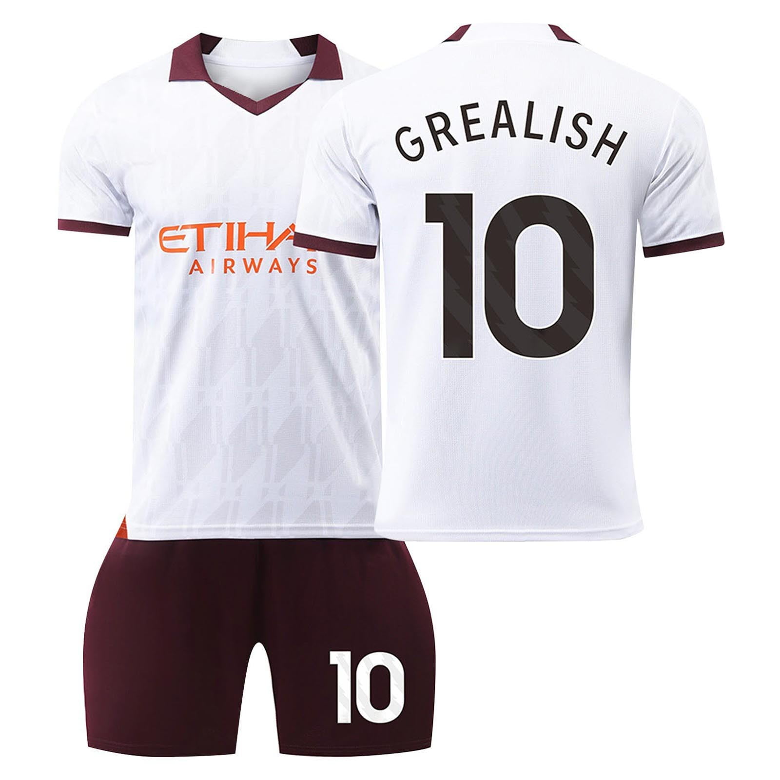 Sien 2324 European FC Away Game Soccer Jersey, European #10 GREALISH Soccer Jersey 2 Piece Set ...