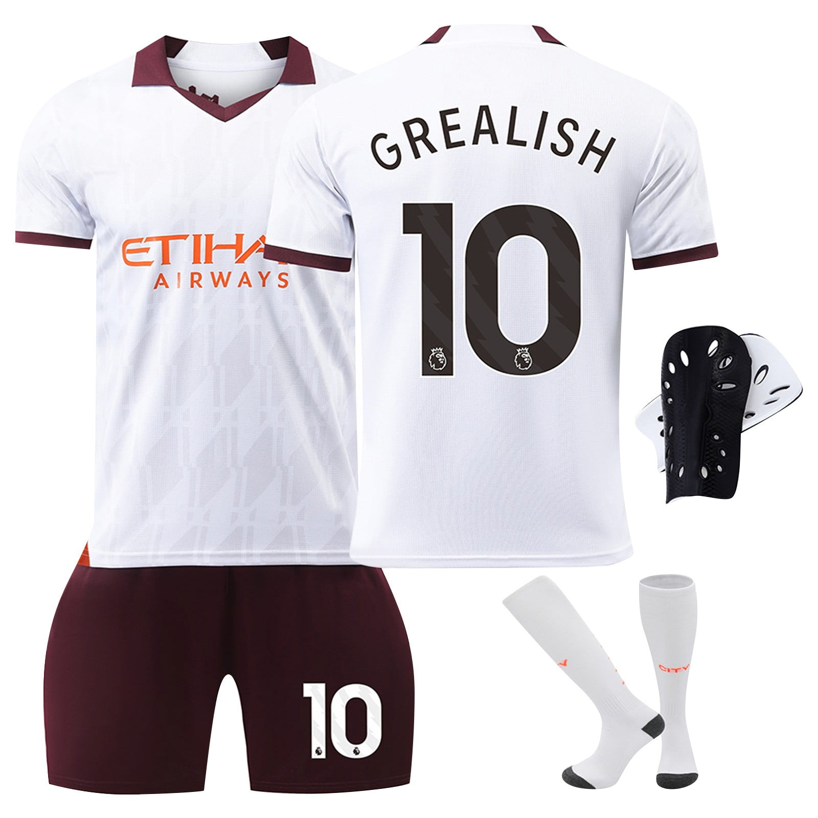 Sien 2324 European FC Away Game Soccer Jersey, European #10 GREALISH Soccer Jersey 4 Piece Set ...