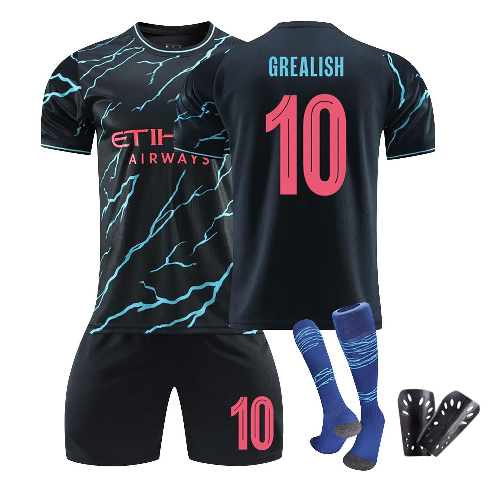 Sien 2324 European FC Second Away Game Soccer Jersey, European #10 GREALISH Black Sport Soccer ...