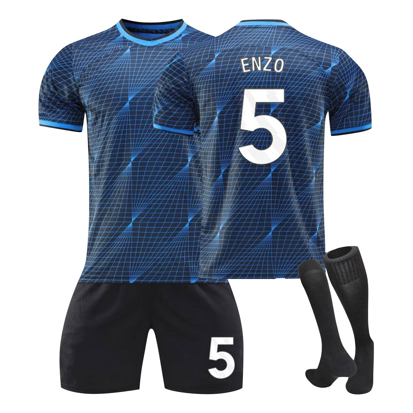 Sien 2324 French Soccer League Away Game Jersey, Dark Blue #5 ENZO Short Sleeve Soccer Jersey 3 ...