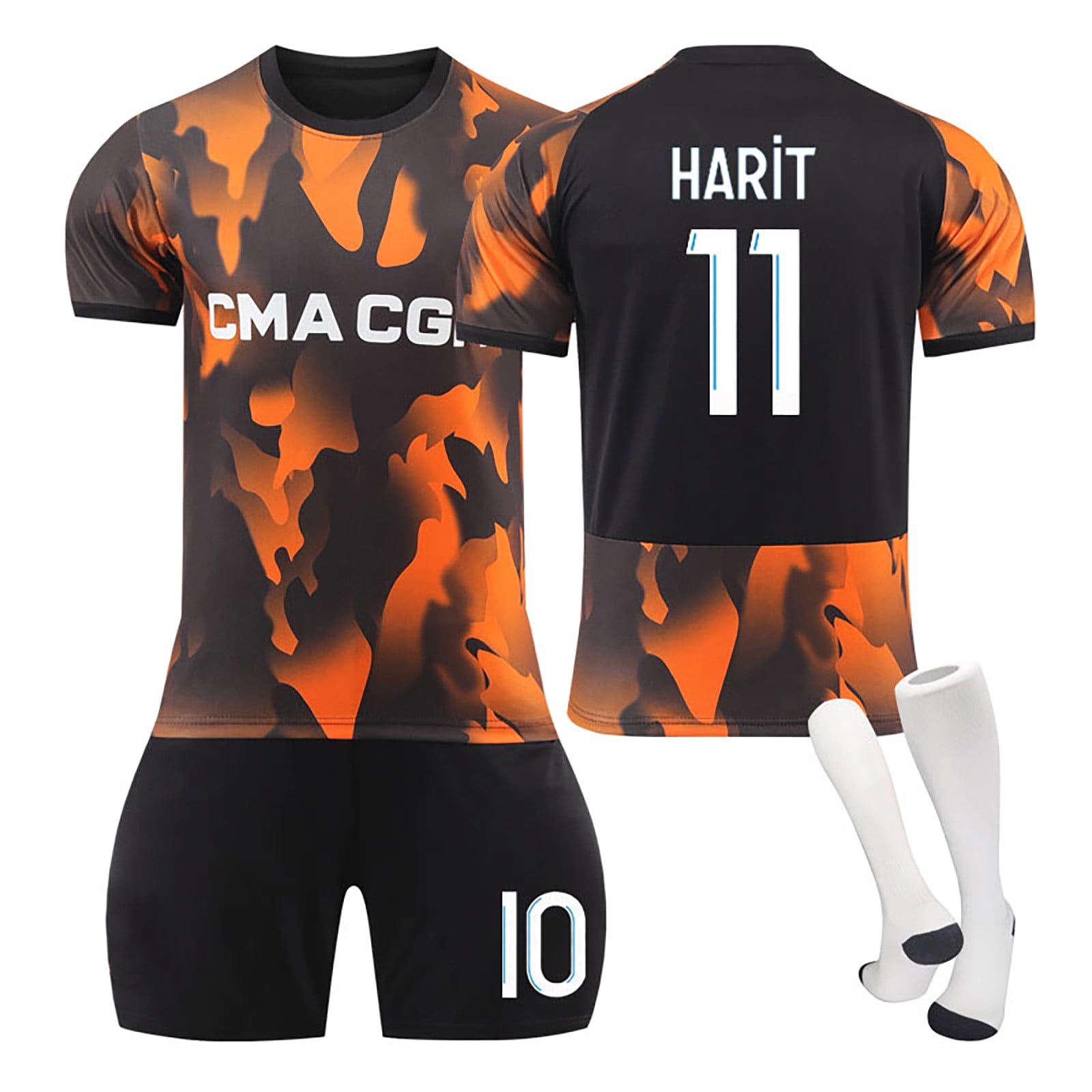 Sien 2324 French Soccer League Second Away Game Jersey, Red Irregular Design #11 HARIT Short ...