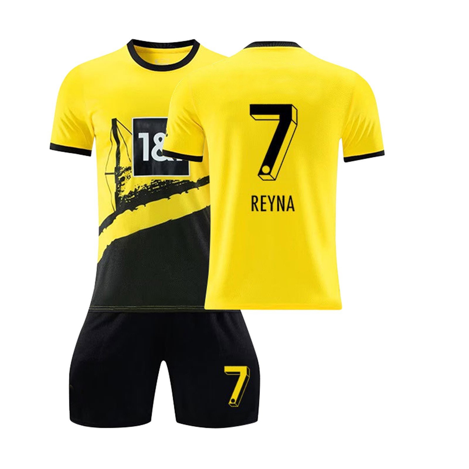 Sien 2324 German Soccer League Home Game Soccer Jersey, #7 REYNA Yellow Short Sleeve Soccer ...