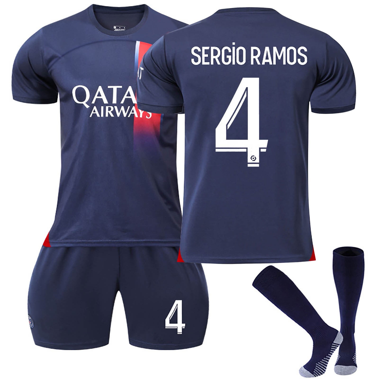 Sien 2324 Home Game Soccer Jersey, #4 SERGIO RAMOS Soccer Jersey, Adult Short Sleeve Soccer ...