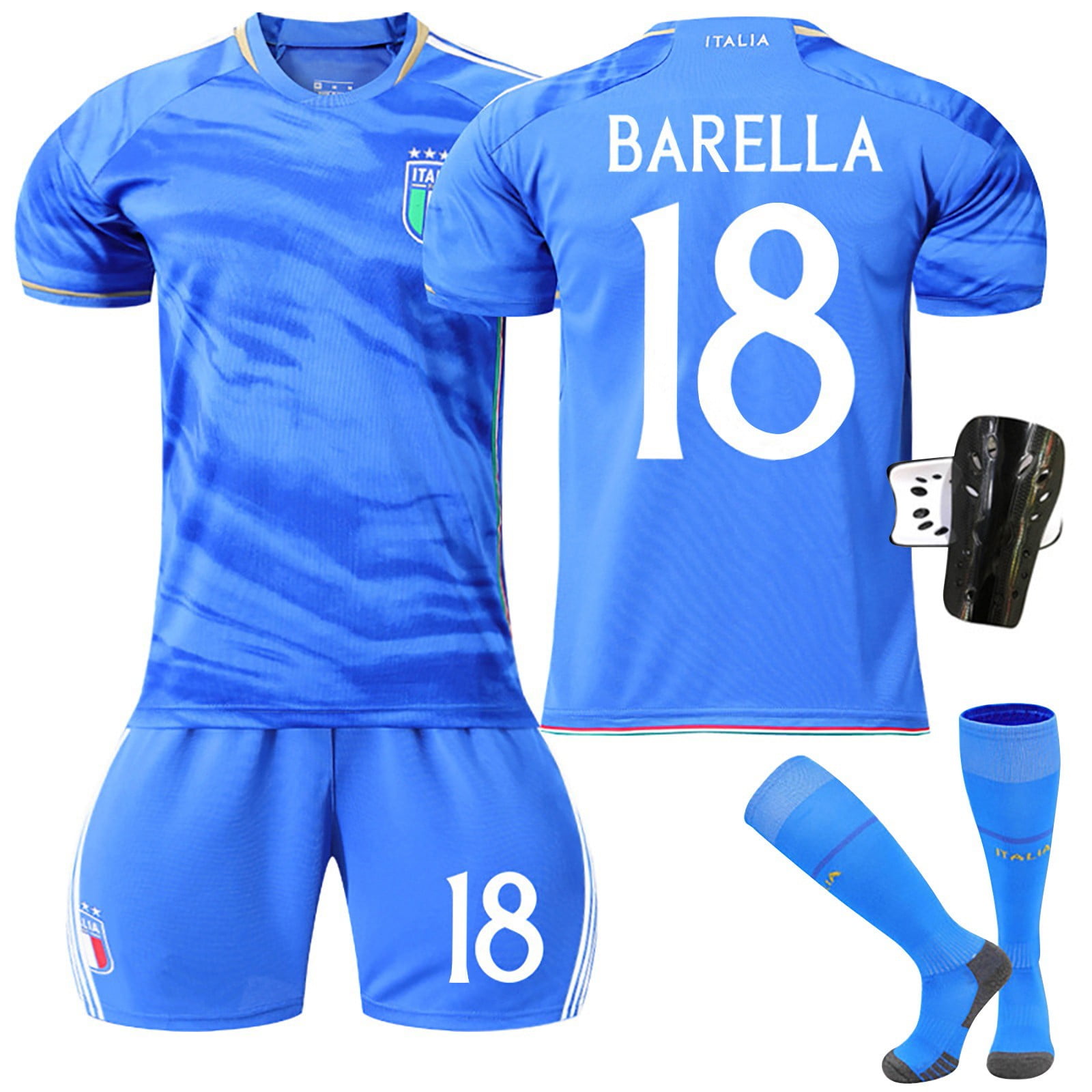 Sien 2324 Italy National Team Home Game Blue Soccer Jersey, #18 BARELLA Short Sleeve Summer ...