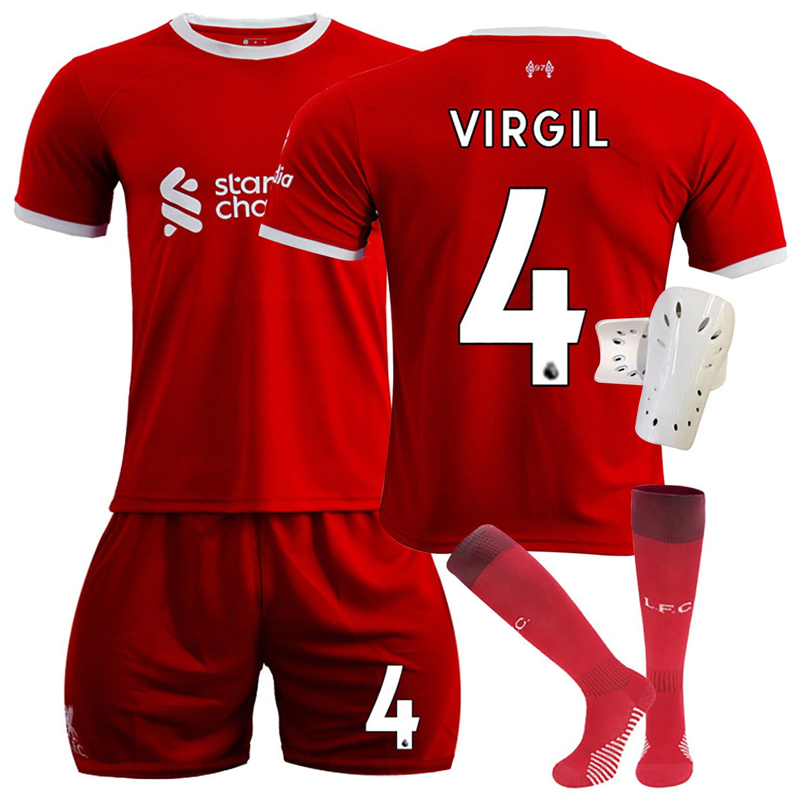 Sien 2324 Liverpool Soccer League Home Game Soccer Jersey, Deep Red #4 VIRGIL Short Sleeve Crew ...