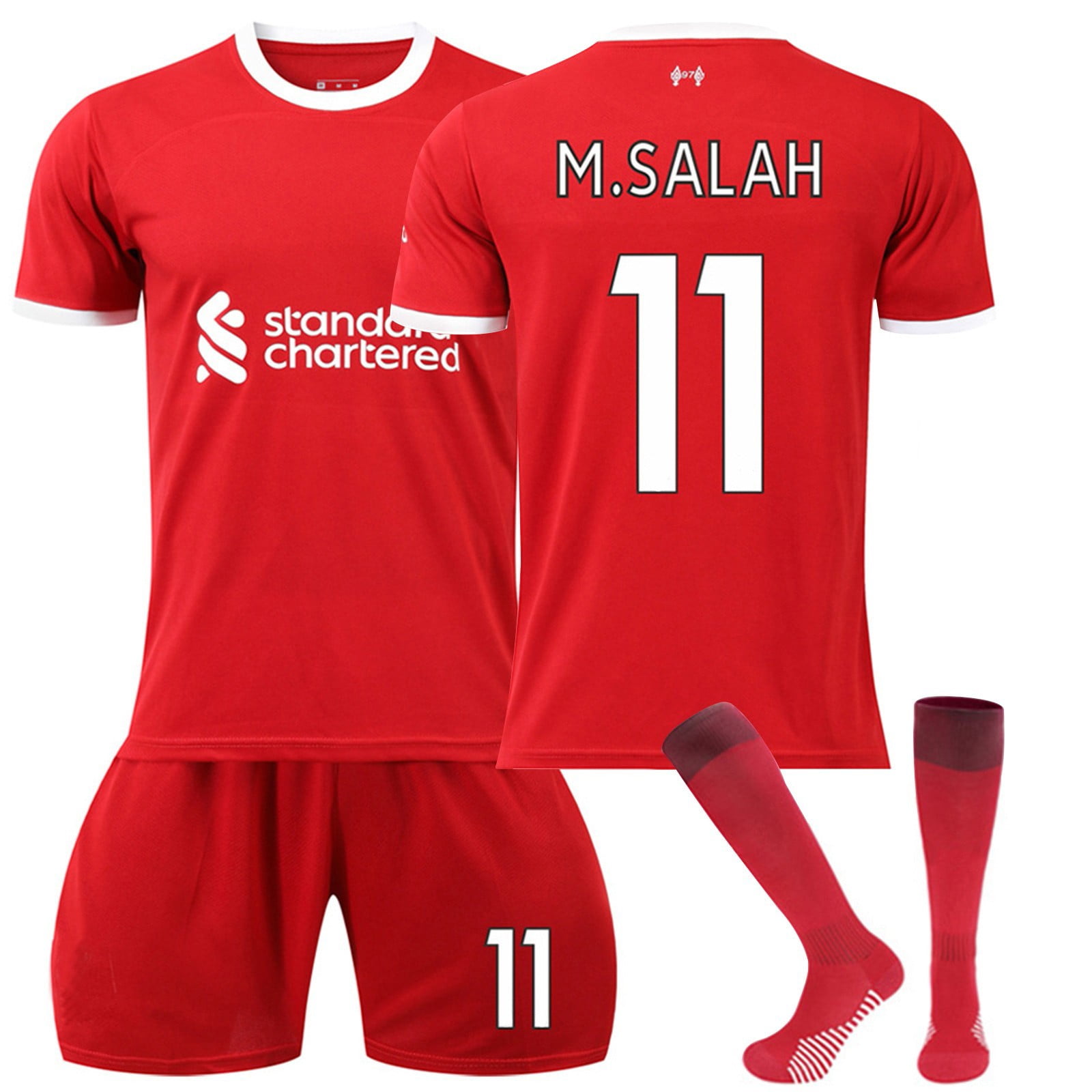 Sien 2324 Liverpool Soccer League Home Game Soccer Jersey, Red #11 M.SALAH Short Sleeve Crew ...